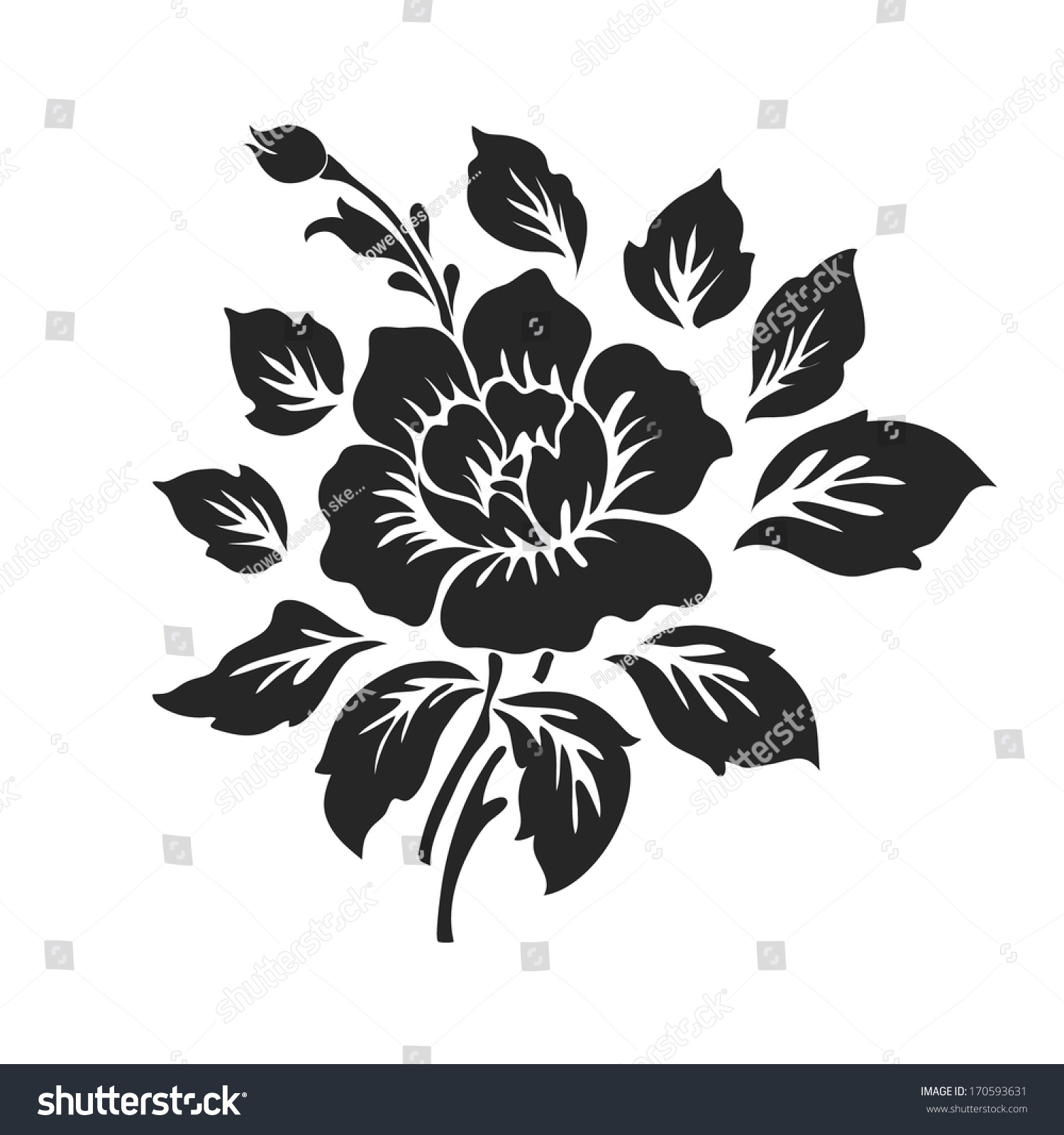 Rose Motifflower Design Elements Vector Stock Vector (Royalty Free ...