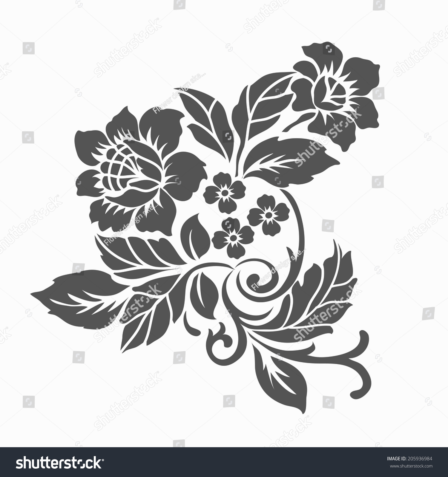 Rose Motifflower Design Elements Vector Stock Vector (Royalty Free ...