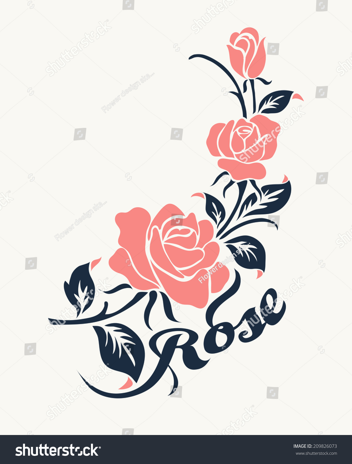Rose Motifflower Design Elements Vector Stock Vector (Royalty Free ...