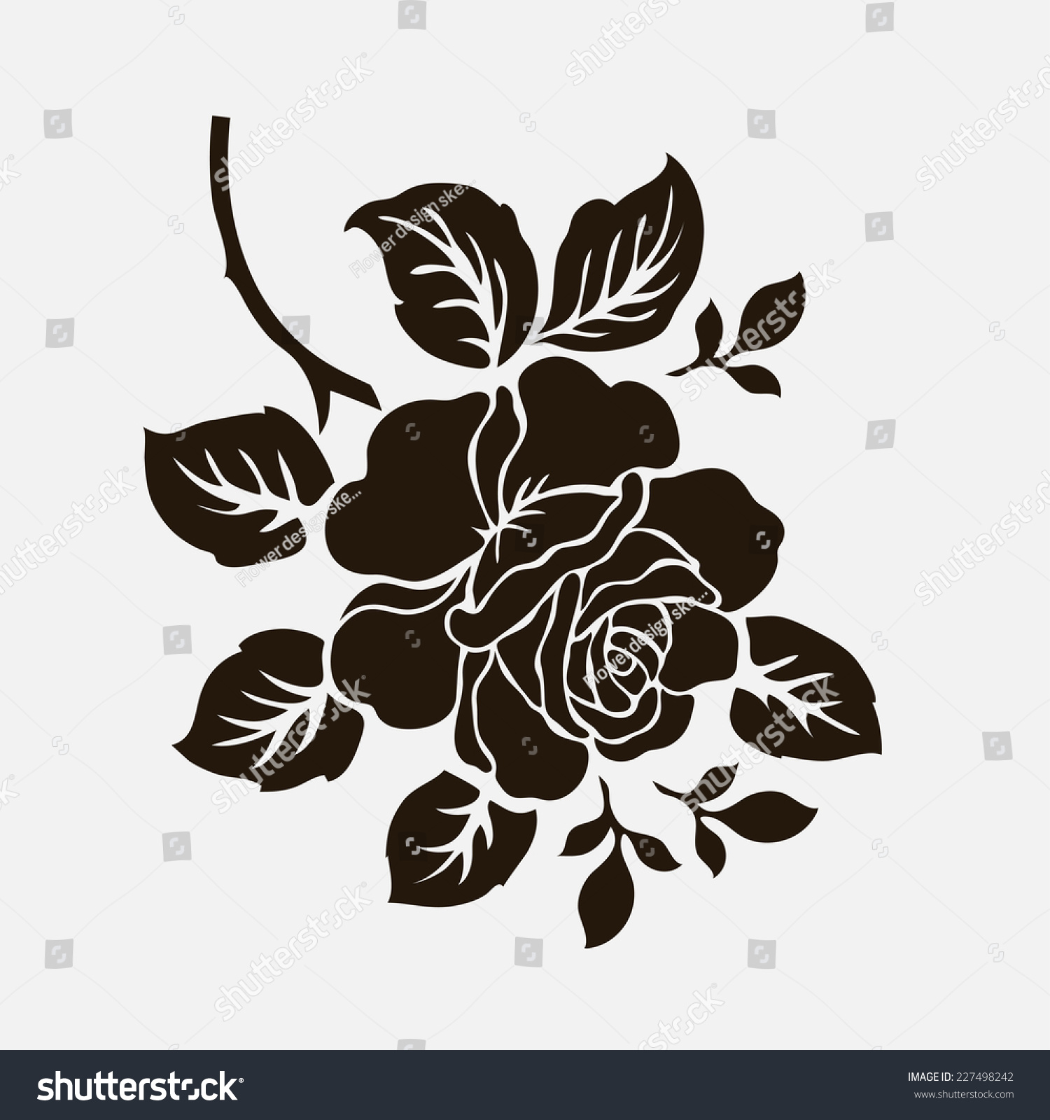 Rose Motifflower Design Elements Vector: стоковая векторная графика ...