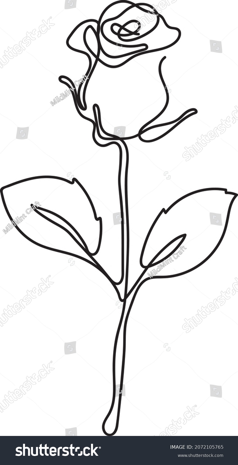 Rose One Line Drawing Vector Stock Vector (Royalty Free) 2072105765 ...