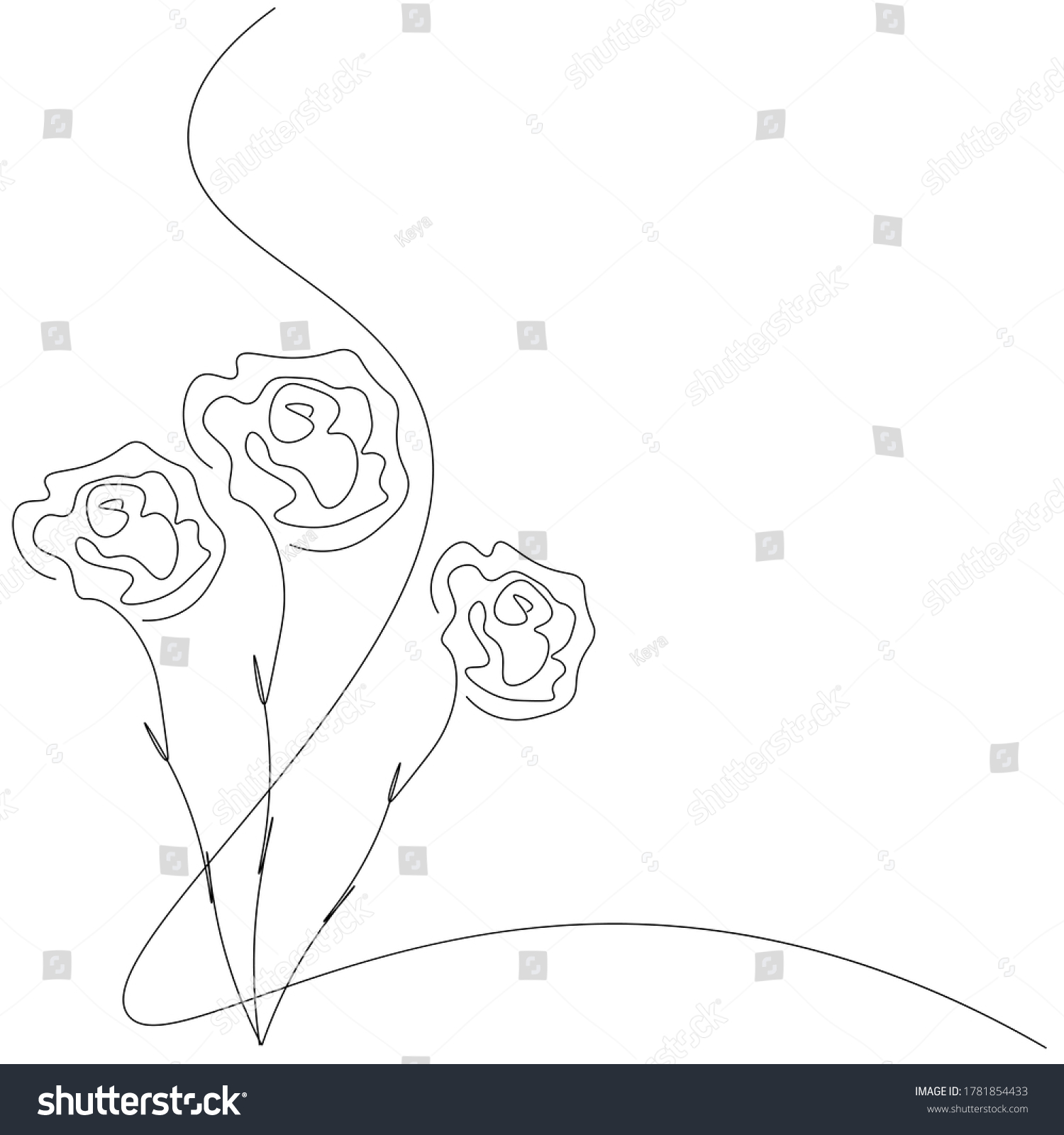 Rose One Line Drawing Vector Illustration Stock Vector (Royalty Free ...