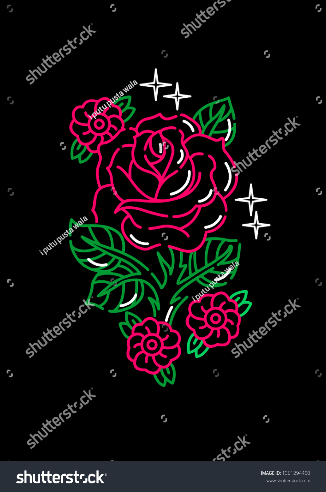 Rose Outline Design Stock Vector (Royalty Free) 1361294450 | Shutterstock