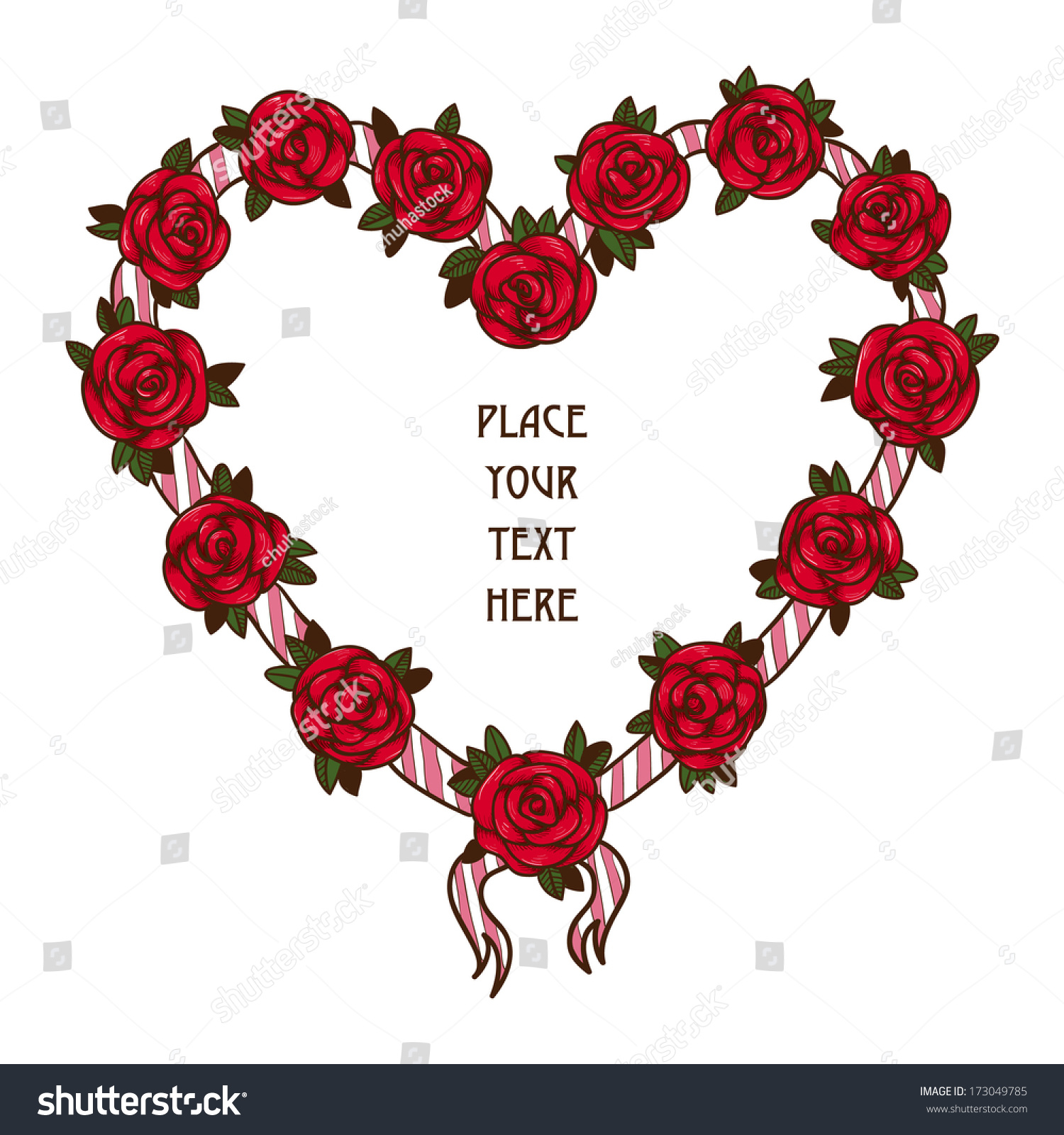 Roses Heart Frame Sketch Vector Element Stock Vector (Royalty Free ...