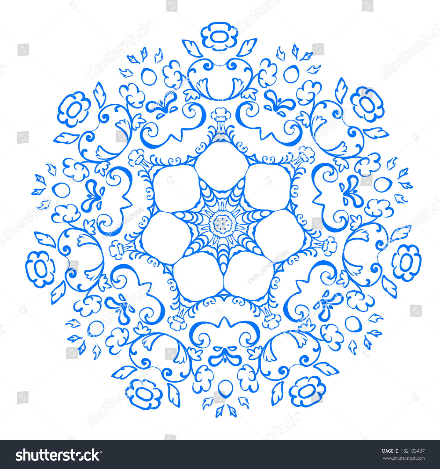 Rosette Pattern Blue Flowers Vector Stock Vector (Royalty Free ...