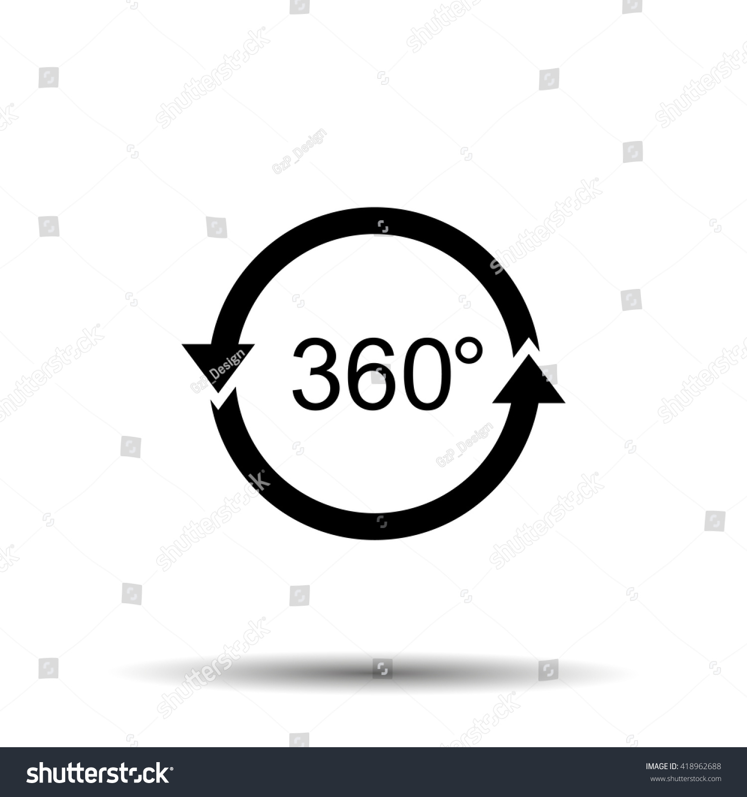 Rotate 360 Degrees Icon Stock Vector (Royalty Free) 418962688 ...