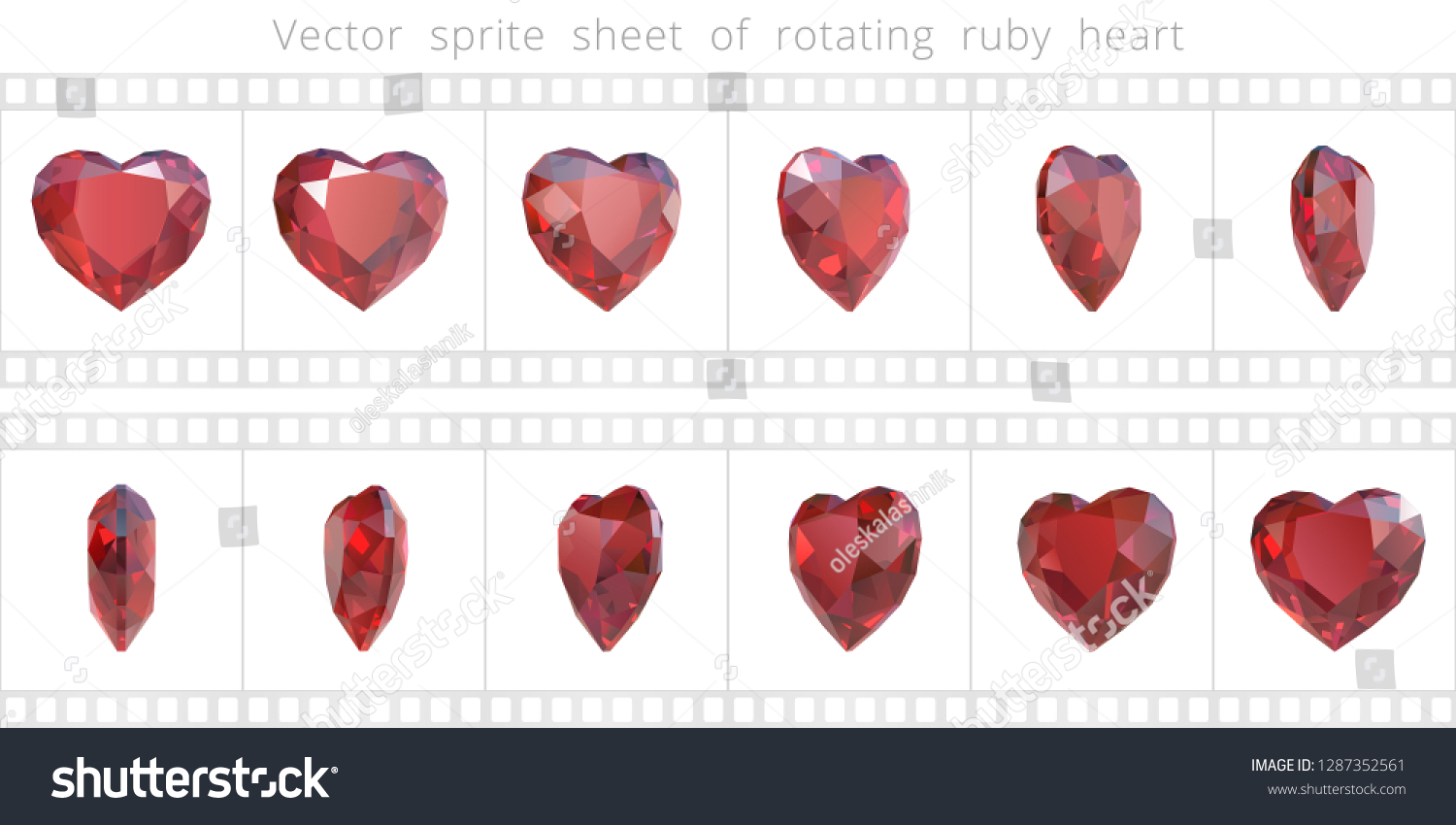 Rotating Luxury Ruby Heart Vector Sprite: vector de stock (libre de ...