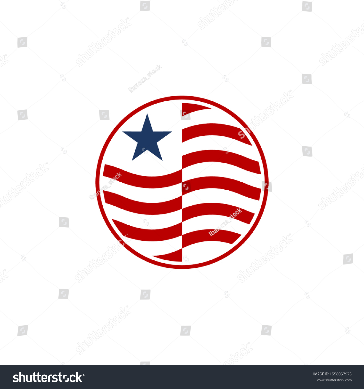 Round American Flag Logo Icon Stock Vector (Royalty Free) 1558057973 ...