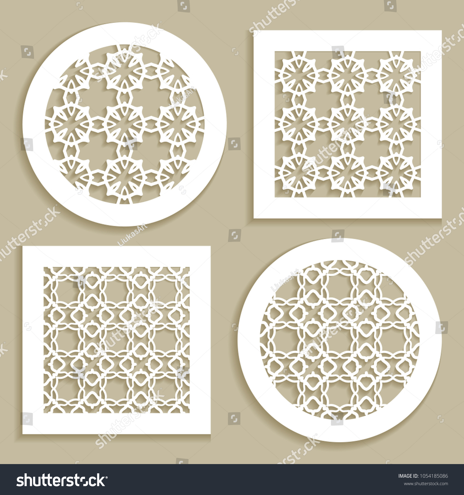 Round Square Line Patterns Templates Laser Stock Vector (Royalty Free ...