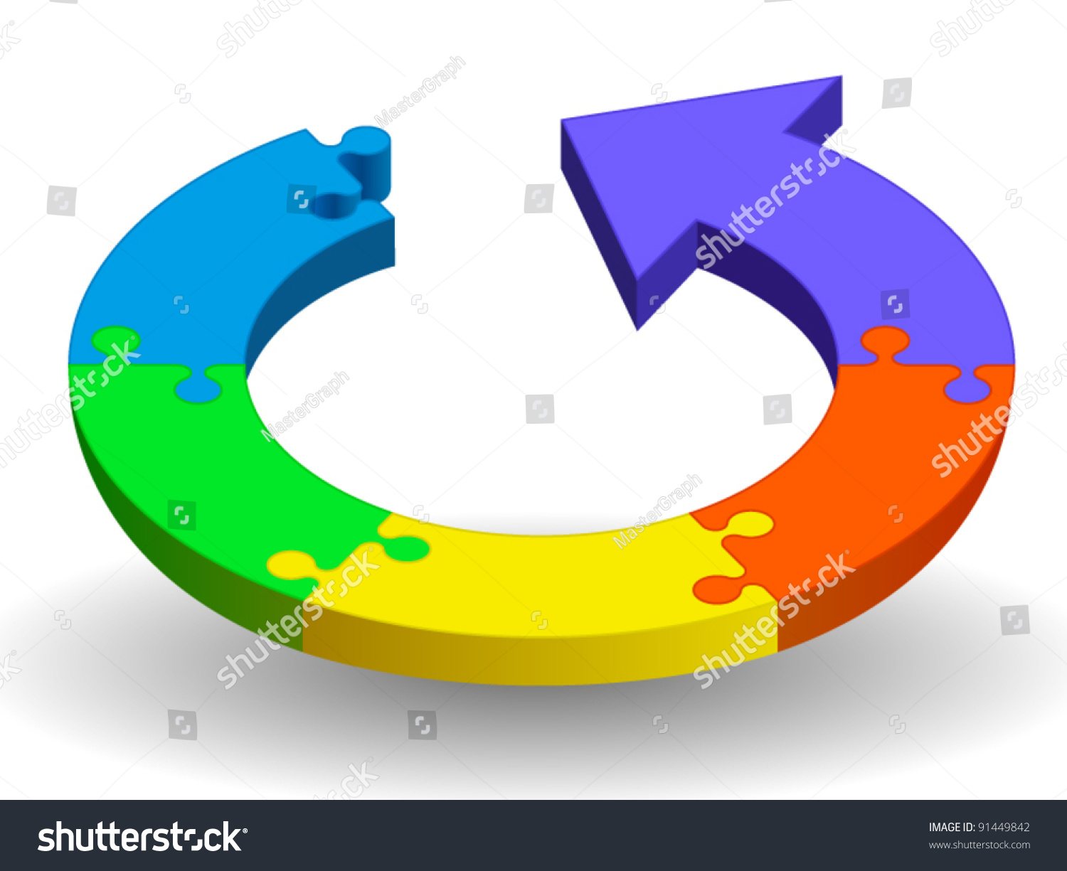 Round Arrow Jigsaw Puzzle Vector Stock Vector (Royalty Free) 91449842 ...