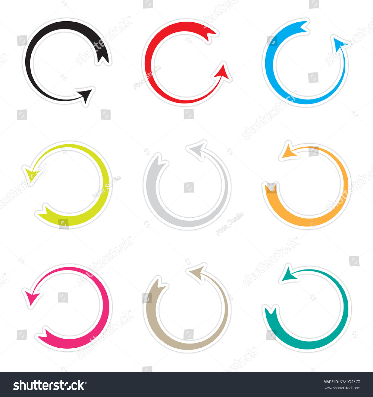 Round Arrows Stickers Stock Vector Illustration 378004570 : Shutterstock