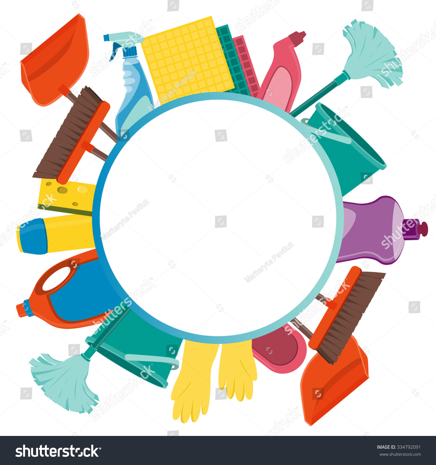 Round Background Tools Cleaning Vector Illustration Stock Vector ...