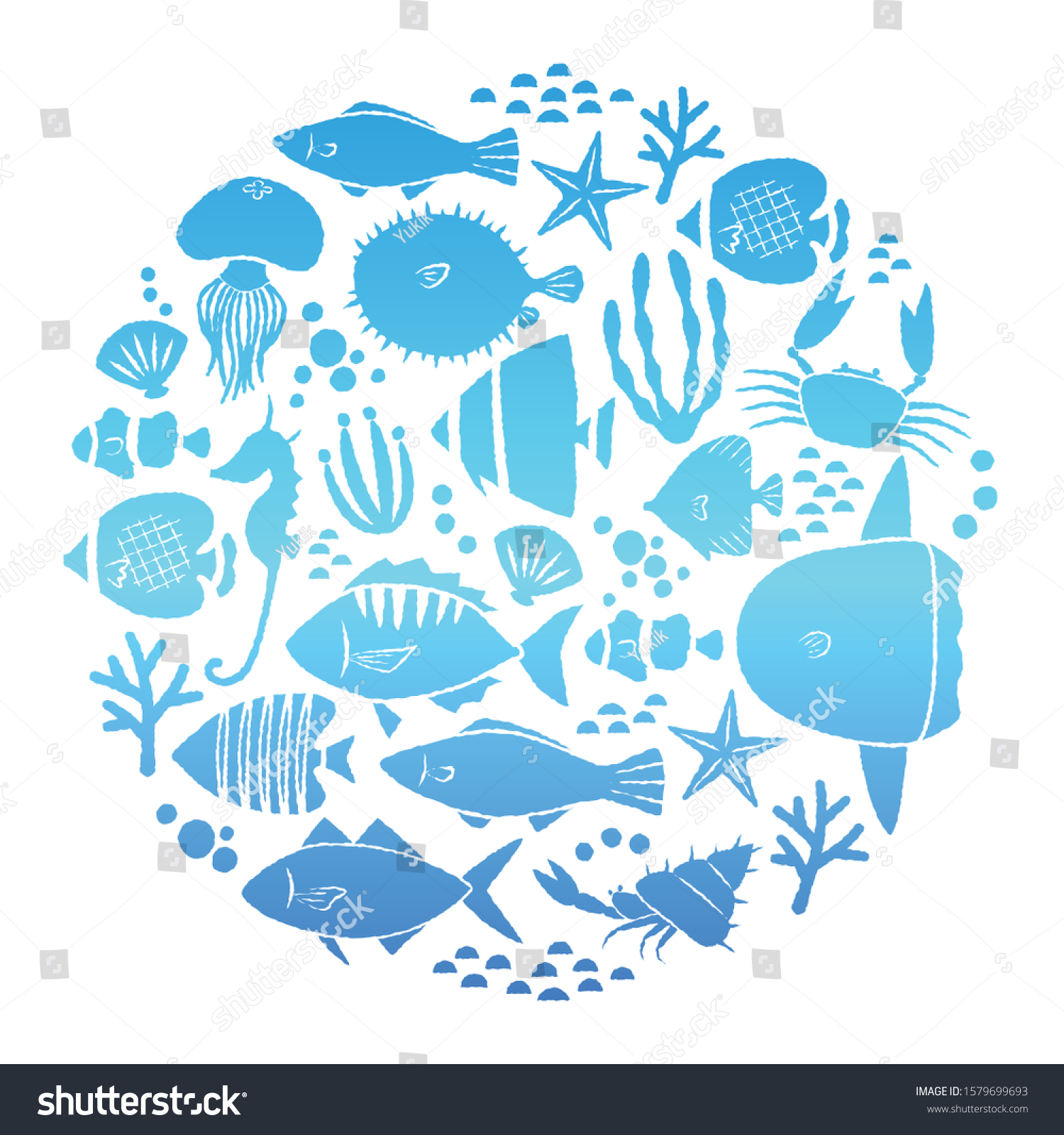 Round Background Sea Creature: vector de stock (libre de regalías ...