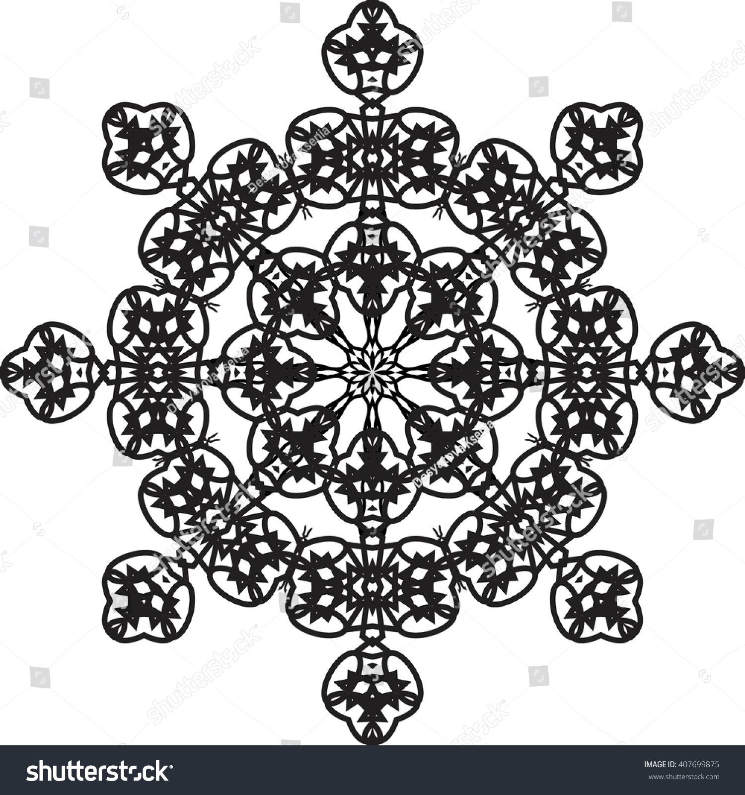 Round Black Outline Pattern White Background Stock Vector (Royalty Free ...