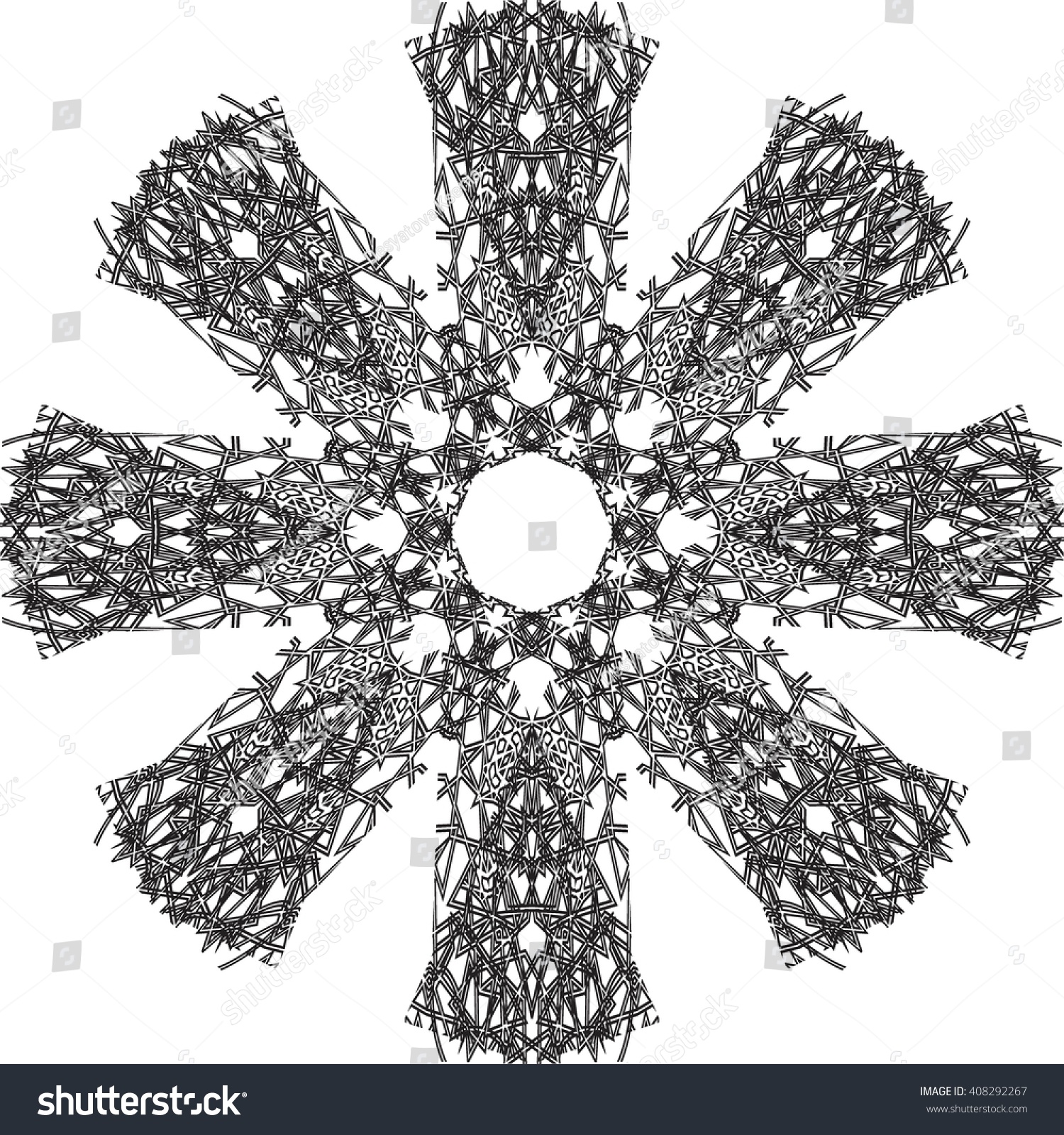 Round Black Outline Pattern White Background Stock Vector (Royalty Free ...