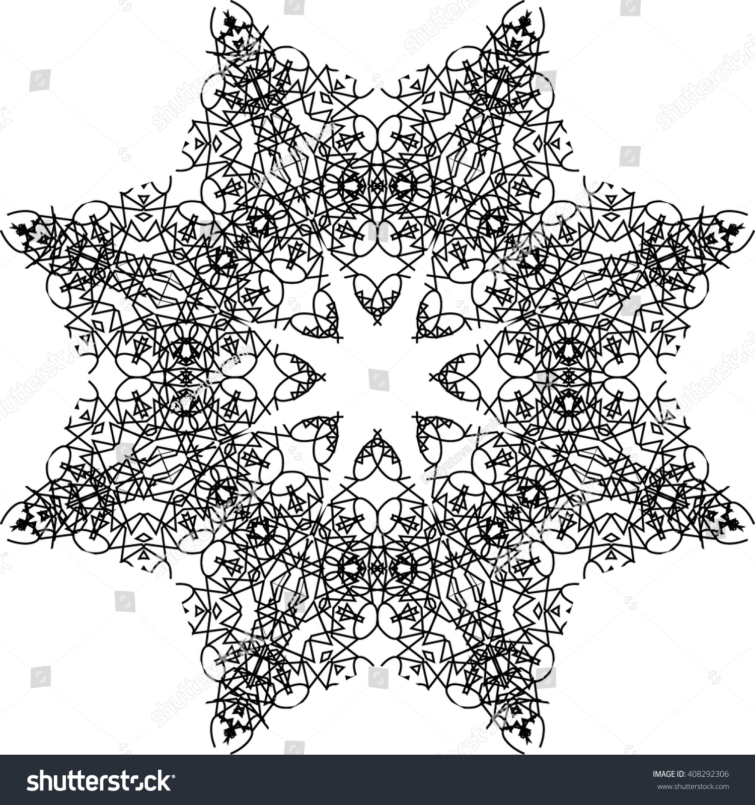 Round Black Outline Pattern White Background Stock Vector (Royalty Free ...