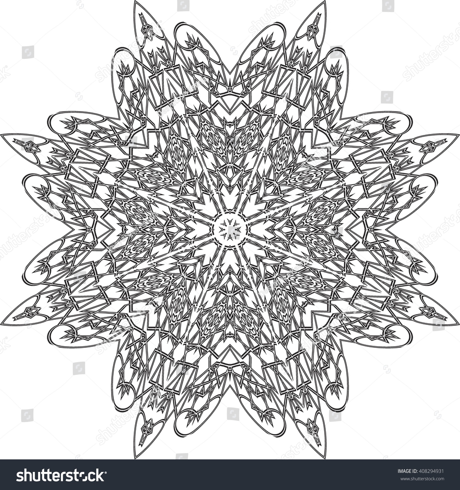 Round Black Outline Pattern White Background Stock Vector (Royalty Free ...