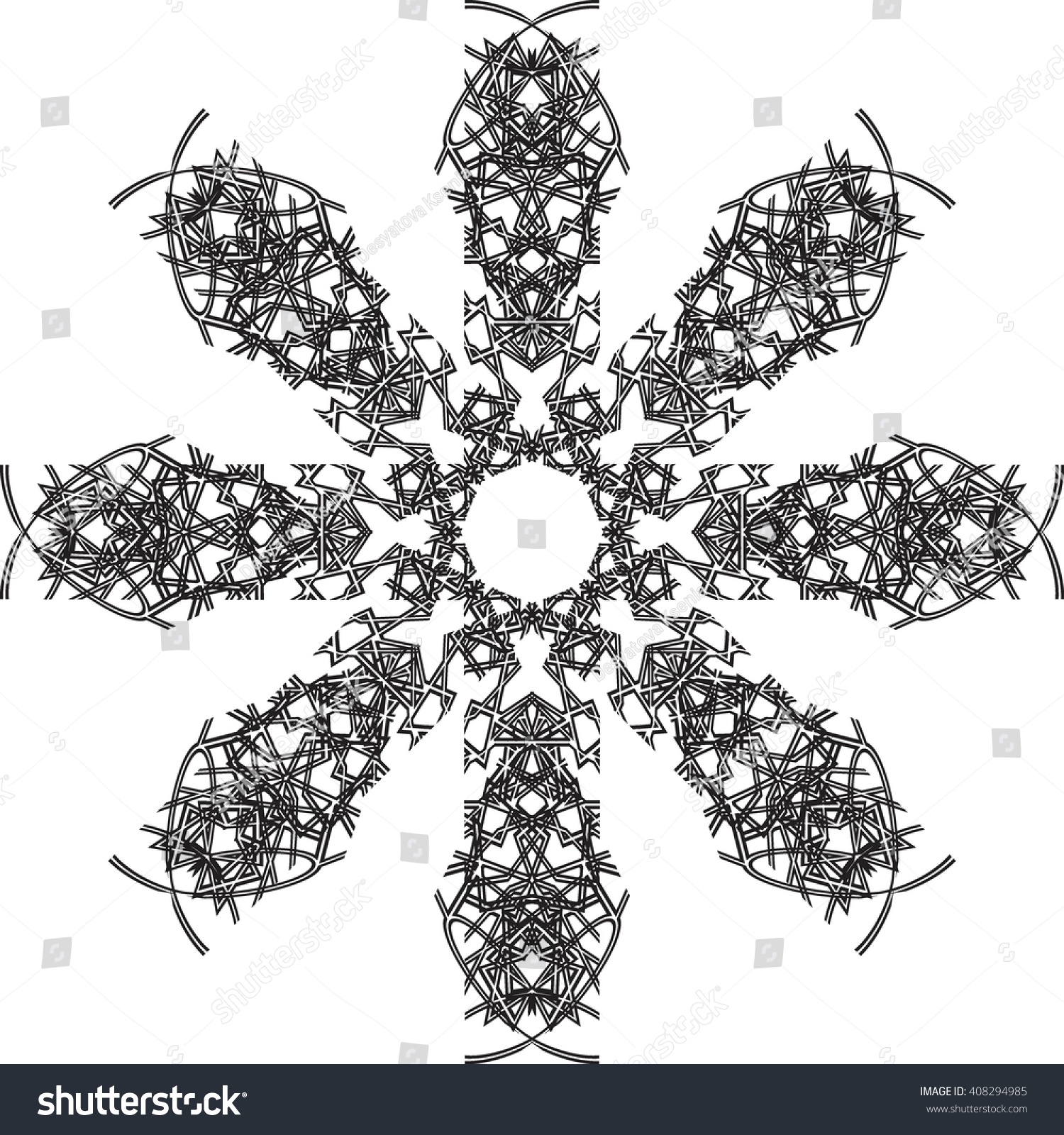 Round Black Outline Pattern White Background Stock Vector (Royalty Free ...