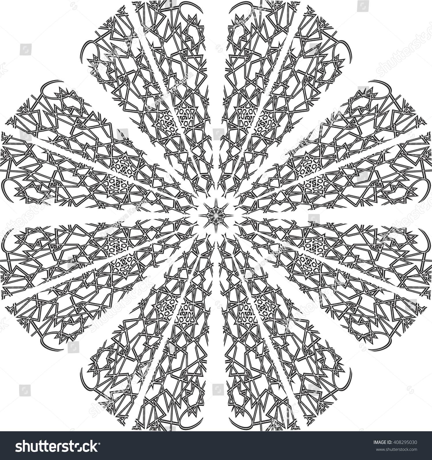 Round Black Outline Pattern White Background Stock Vector (Royalty Free ...