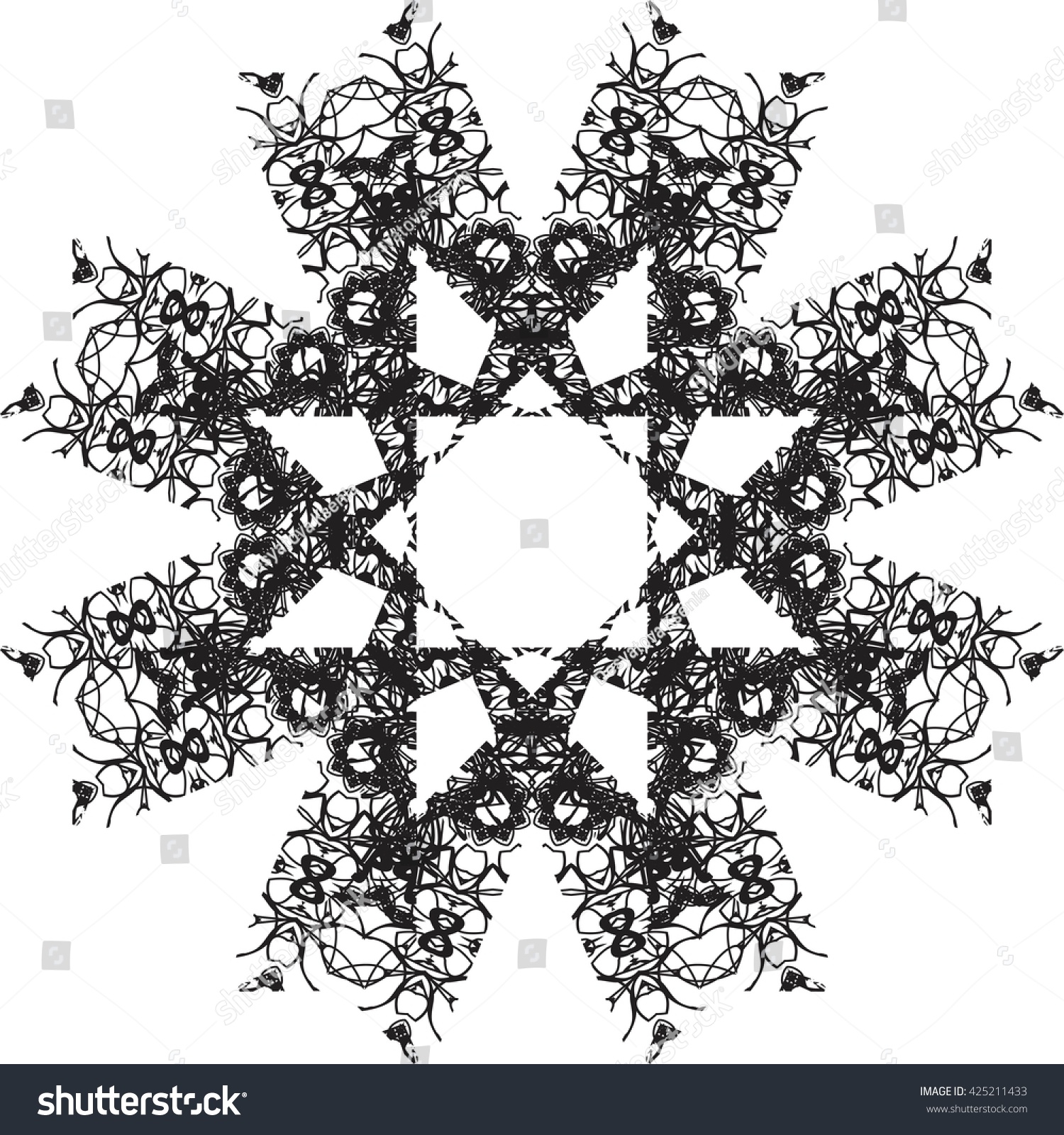 Round Black Outline Pattern White Background Stock Vector (Royalty Free ...