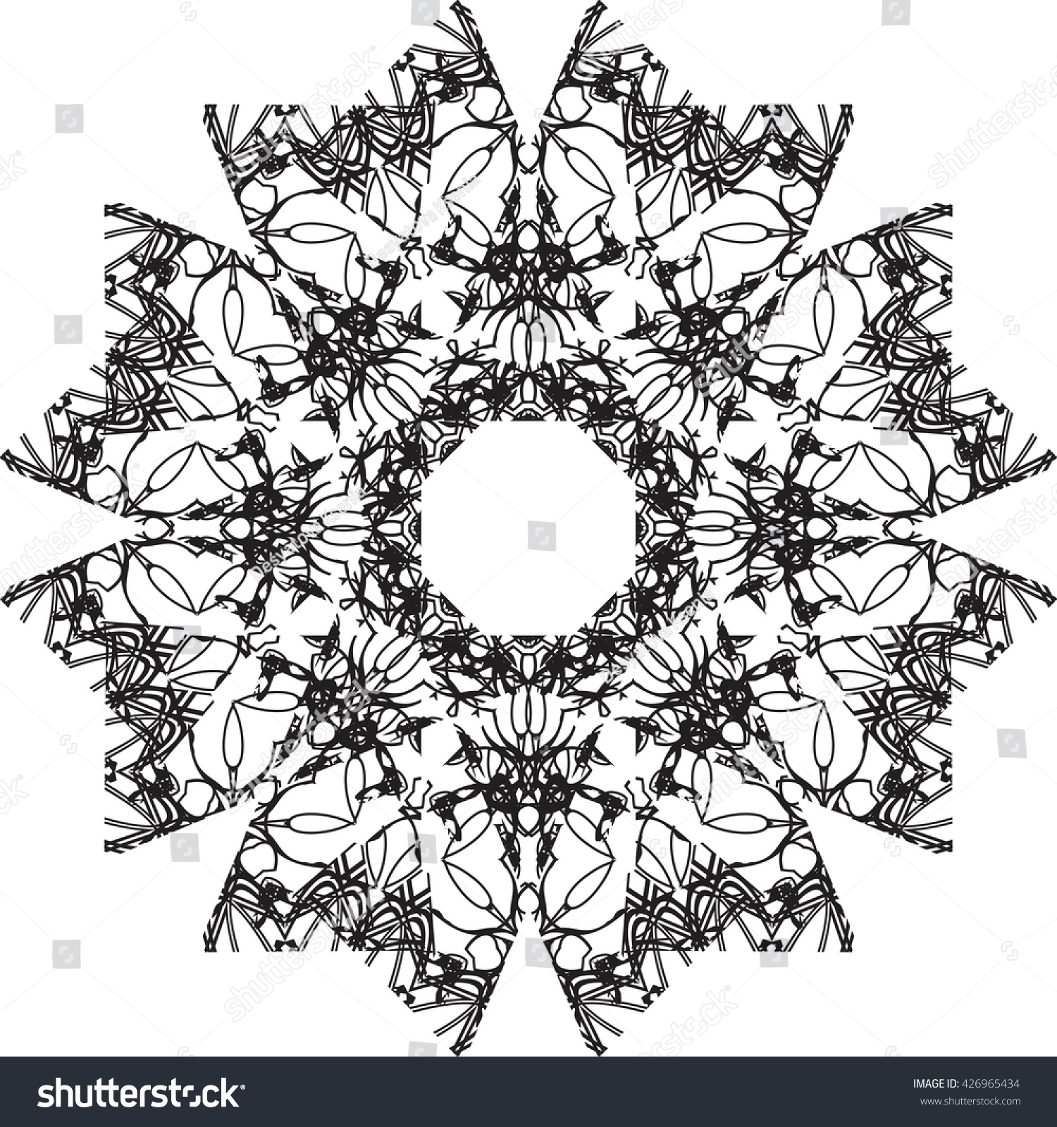 Round Black Outline Pattern White Background Stock Vector (Royalty Free ...