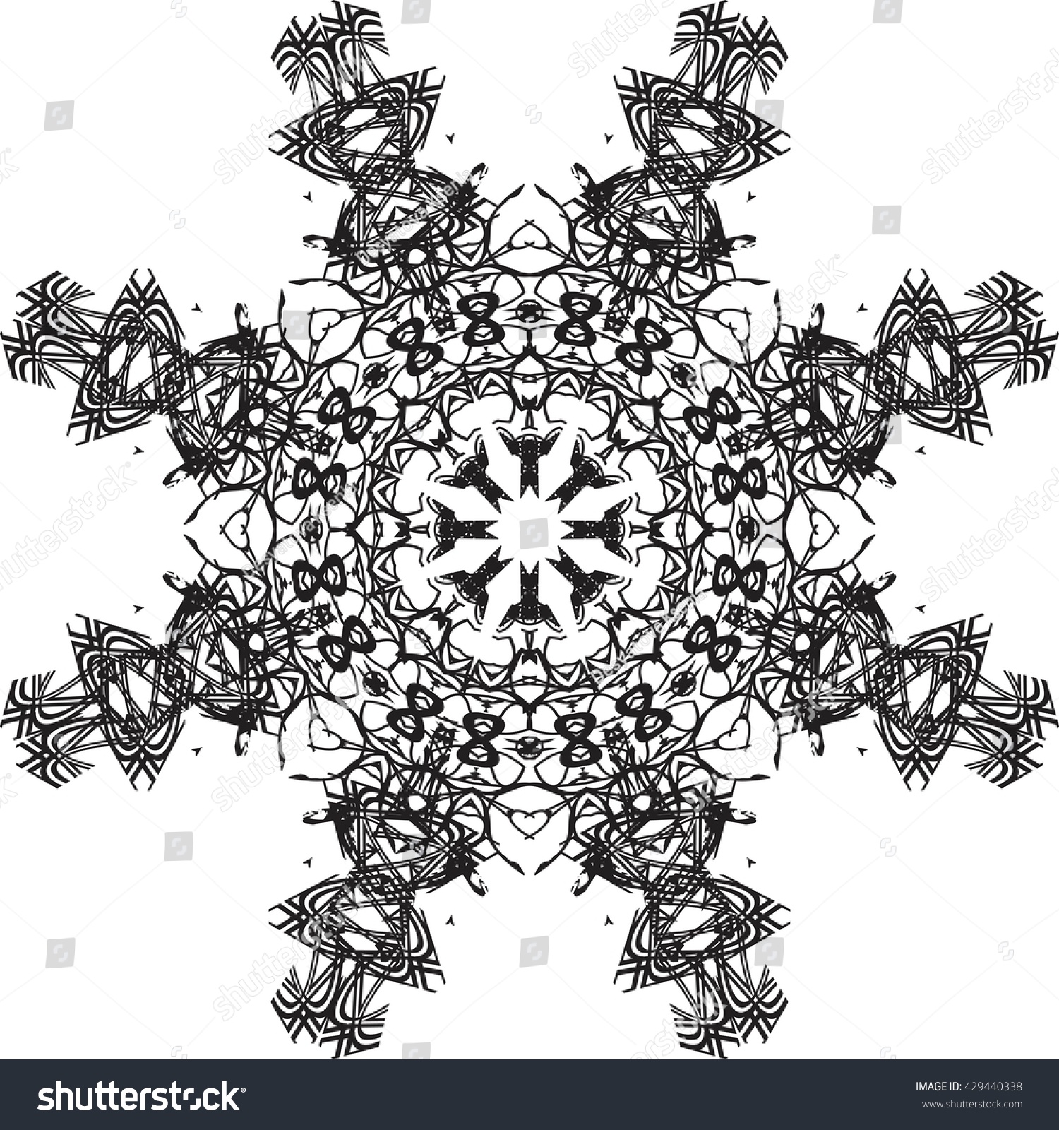 Round Black Outline Pattern White Background Stock Vector (Royalty Free ...