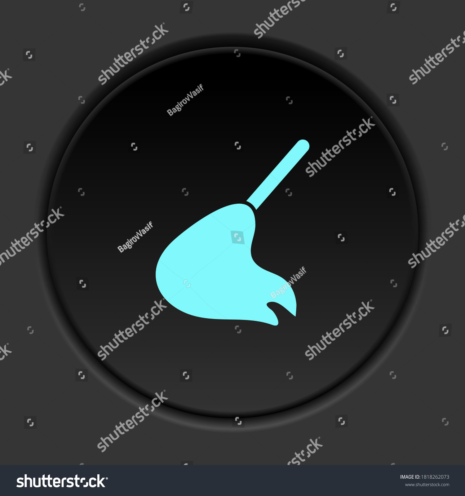 Round Button Icon Broom Mop Button Stock Vector (Royalty Free ...