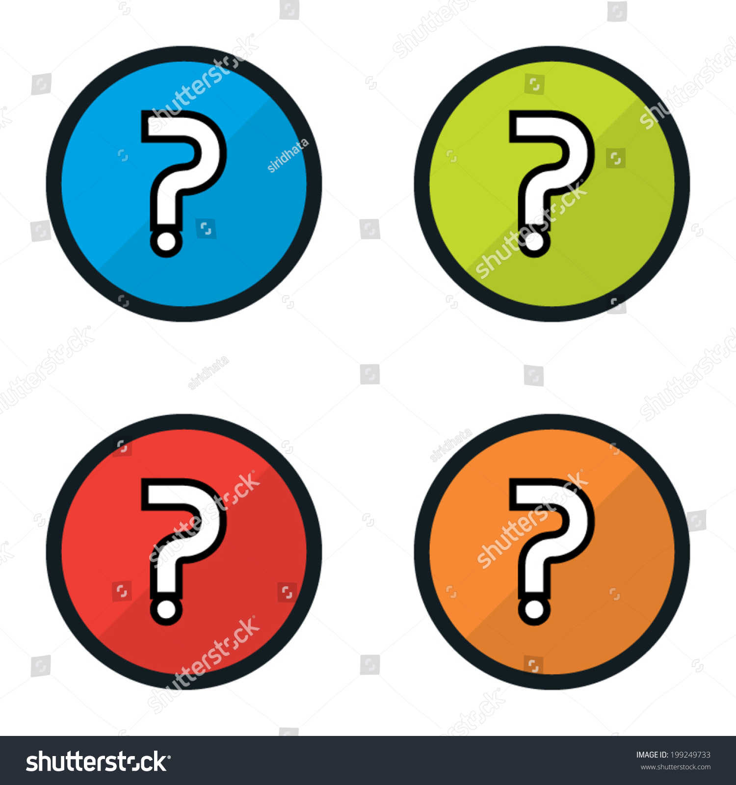 Round Cartoon Question Mark Icons Stock Vector (Royalty Free) 199249733 ...