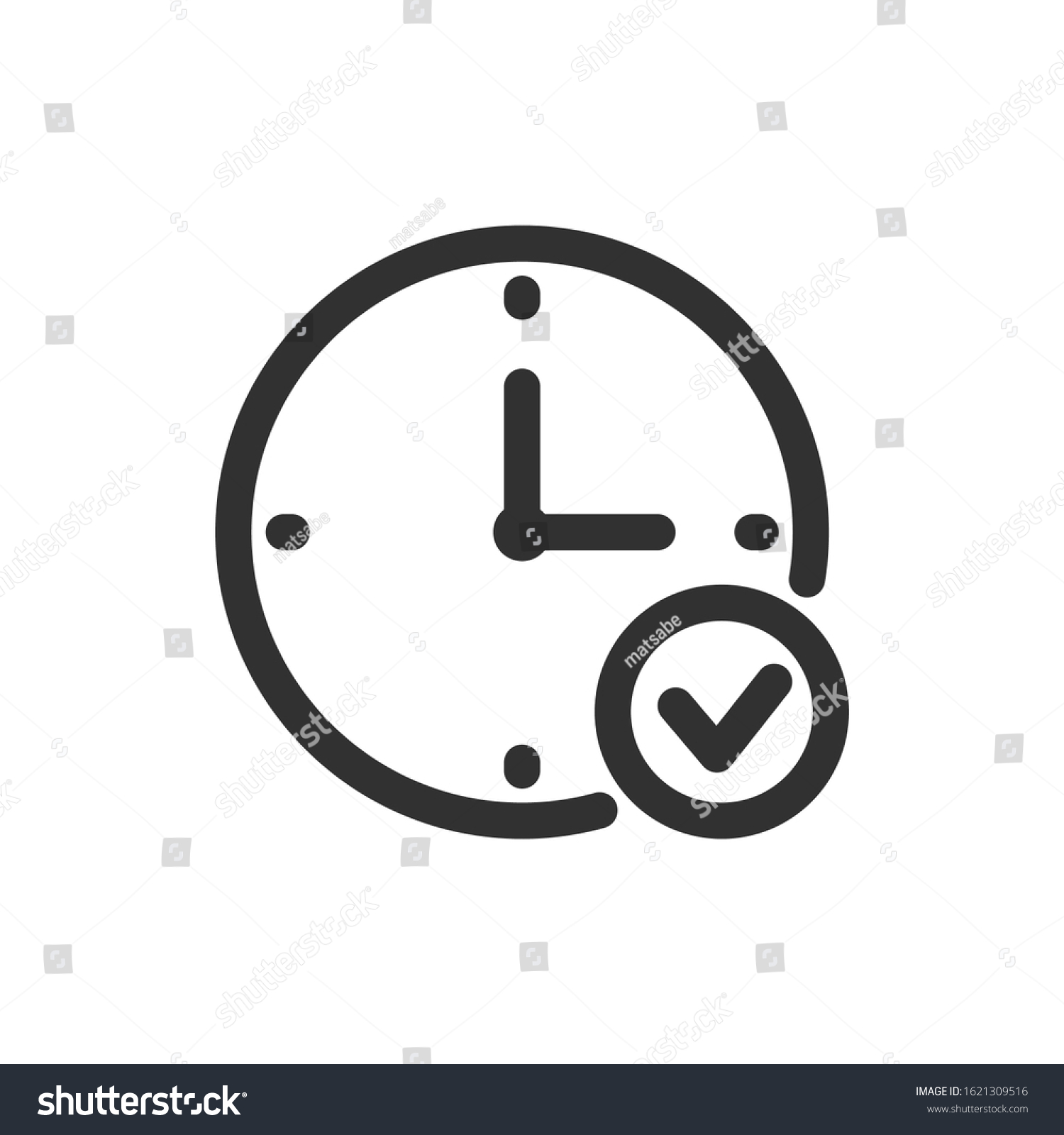 Round Clock Checkmark Linear Icon Editable Stock Vector (Royalty Free ...