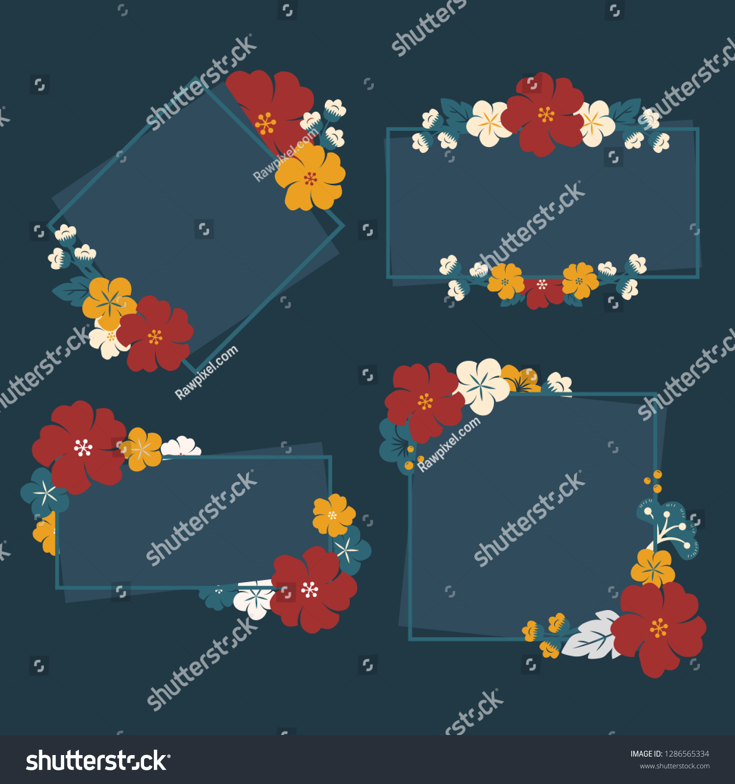 Round Colorful Floral Borders Vector Set Stock Vector (Royalty Free ...