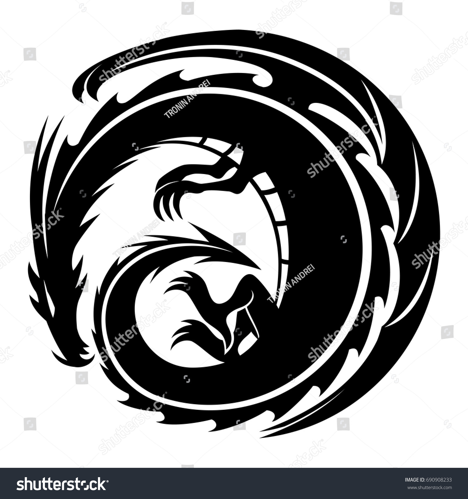 Round Dragon Sign Stock Vector (Royalty Free) 690908233