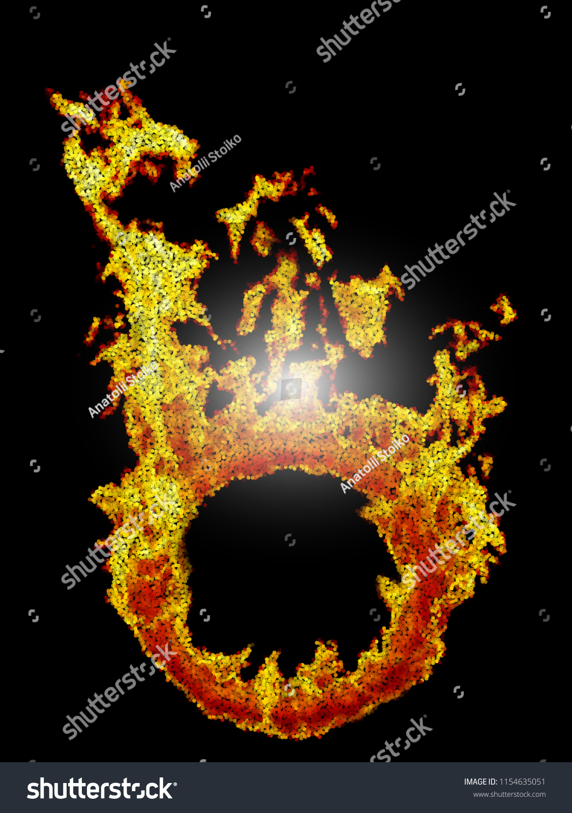Round Fire Flame Frame Dots Vector Stock Vector (Royalty Free) 1154635051