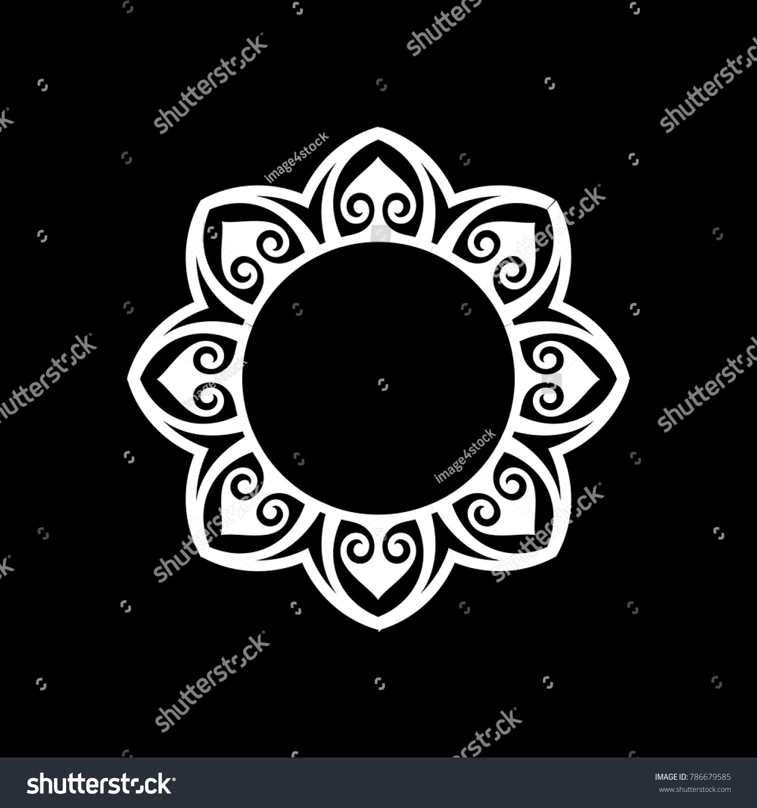 Round Floral Frame Stencil Cutout Design: vector de stock (libre de ...