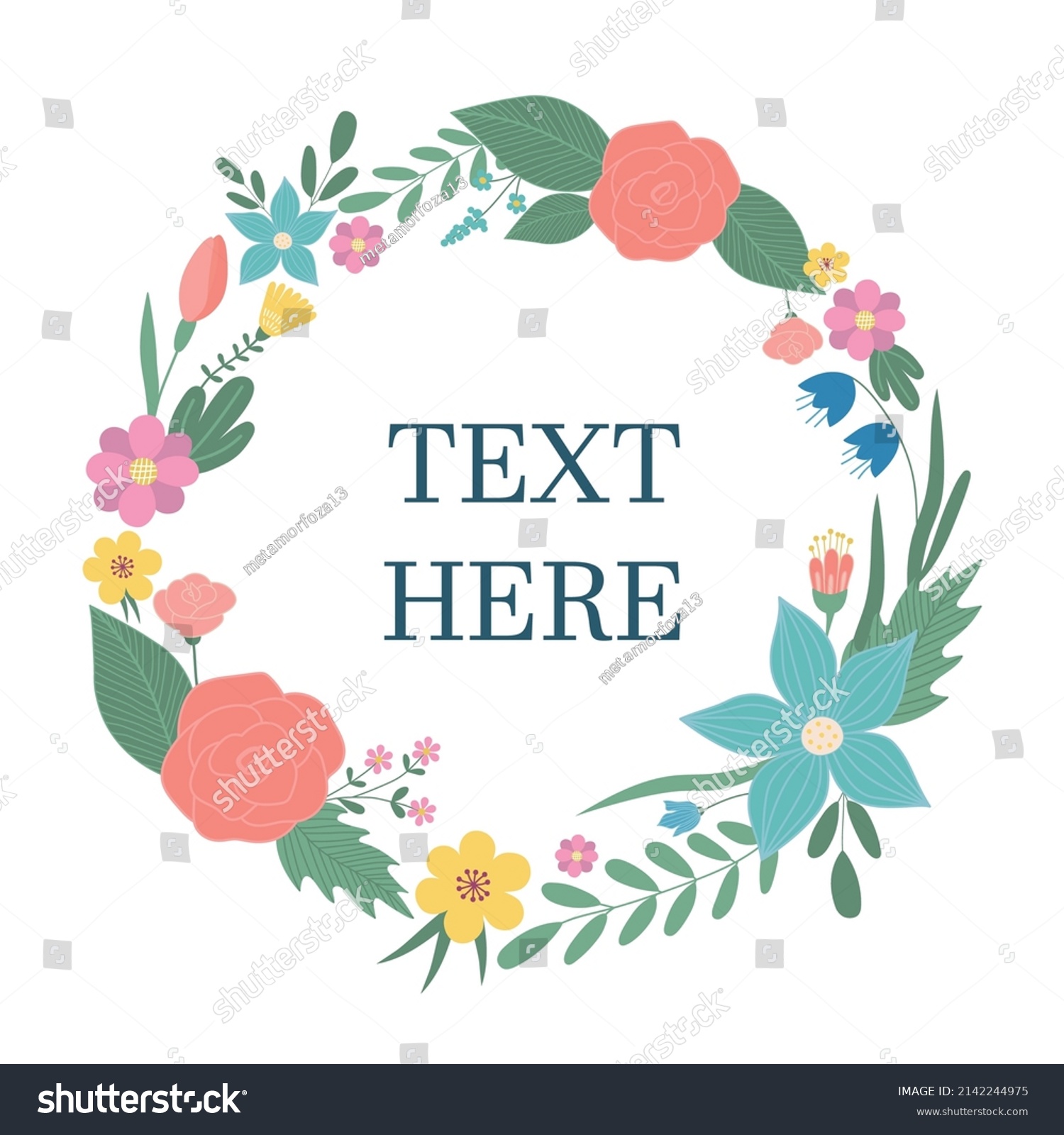 Round Flower Frame Text Vector Illustration Stock Vector (Royalty Free ...