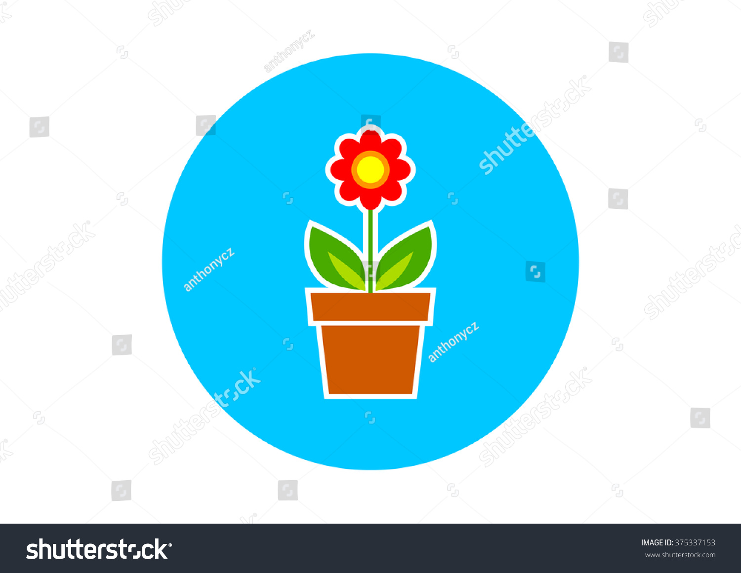 Round Flower Icon On White Background Stock Vector (Royalty Free ...