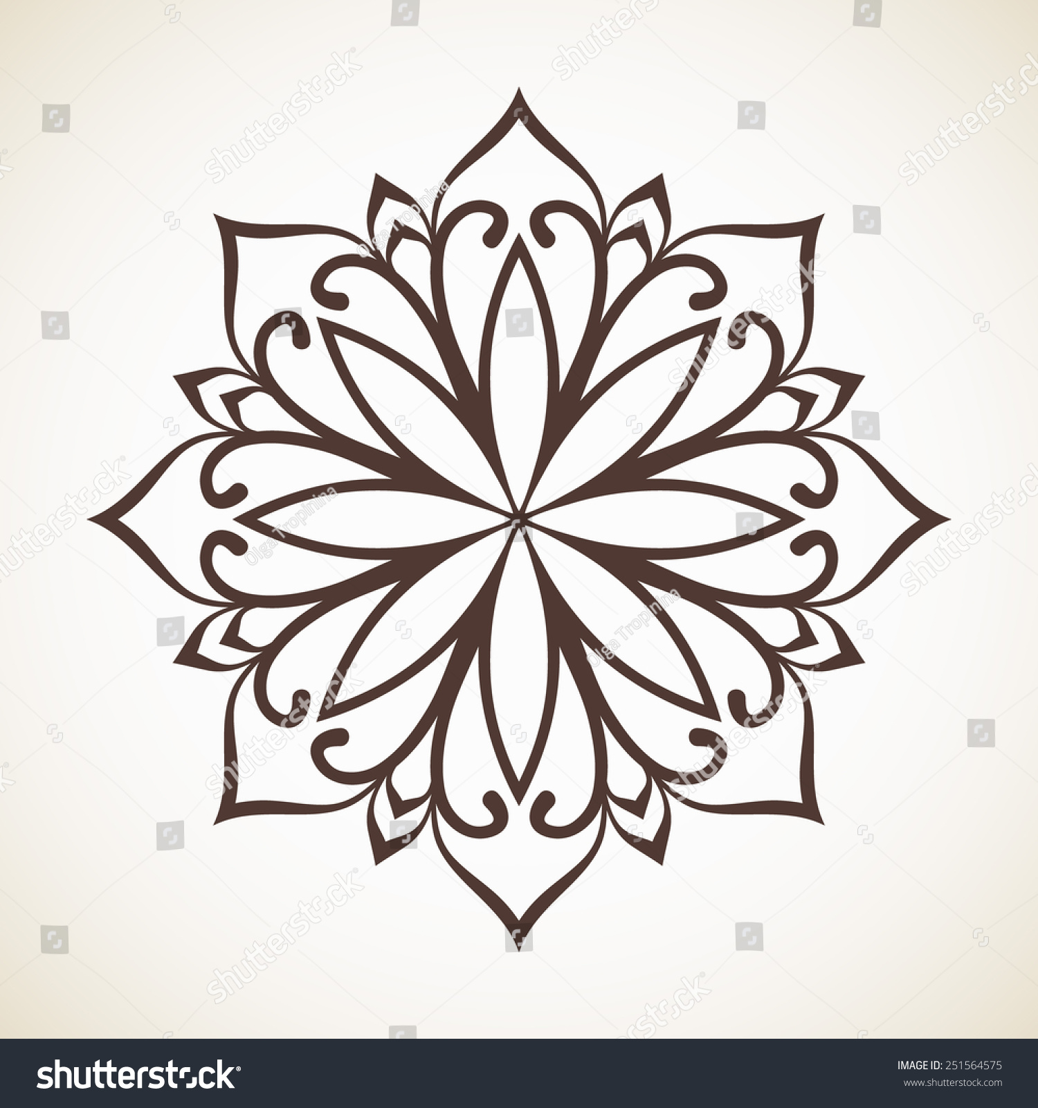 Round Flower Oriental Pattern Circular Ornament Stock Vector (Royalty ...
