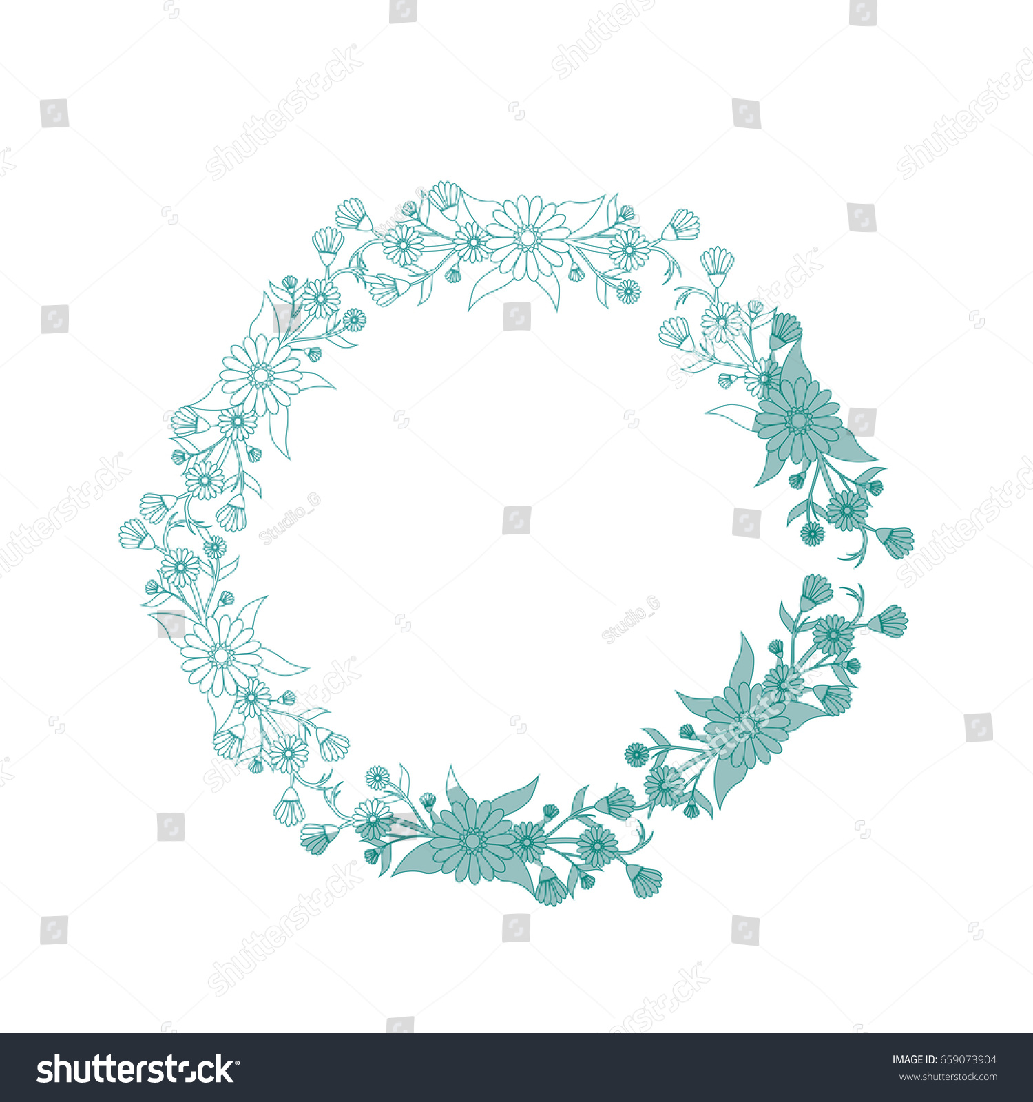 Round Frame Flowers Stock Vector (Royalty Free) 659073904 | Shutterstock