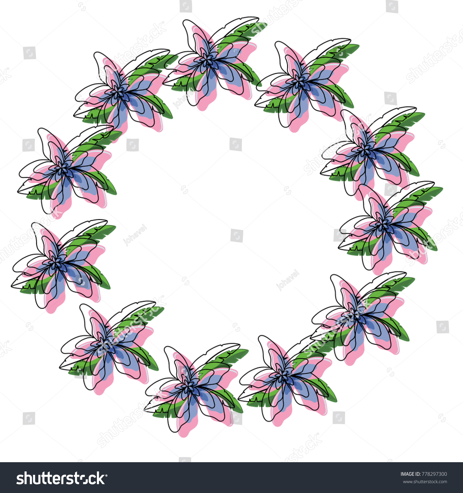 Round Frame Flowers Vector Illustration Stock Vector (Royalty Free ...