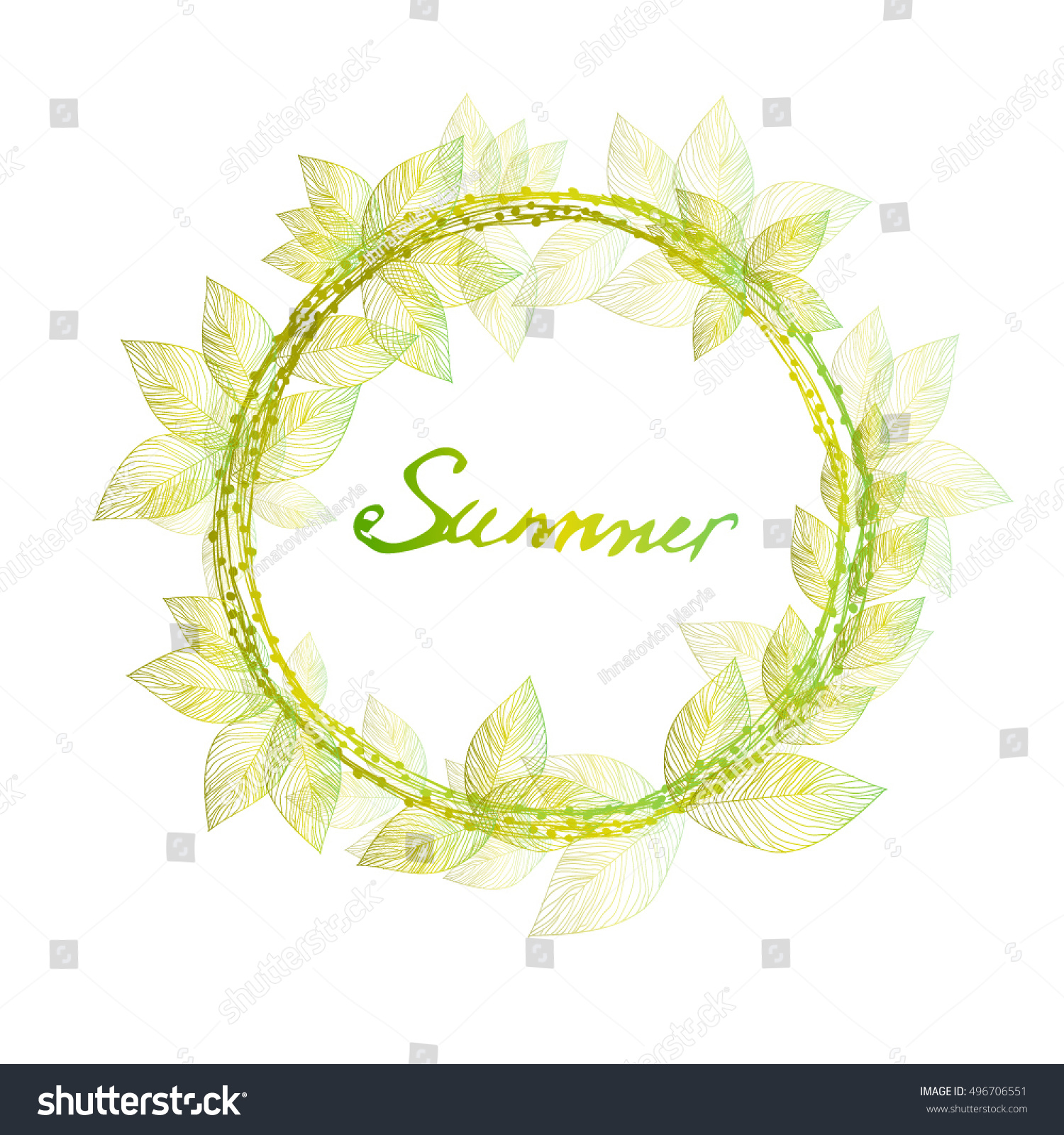 Round Frame Leaves Summer Vector Stock Vector (Royalty Free) 496706551 ...