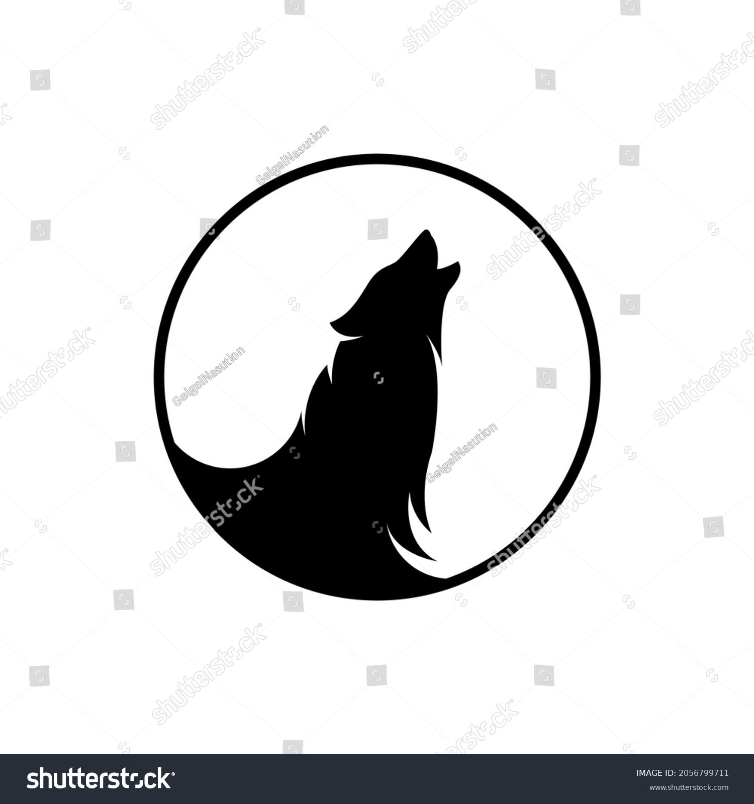 Round Head Wolf Logo Isolated Vector Stock Vector (Royalty Free ...