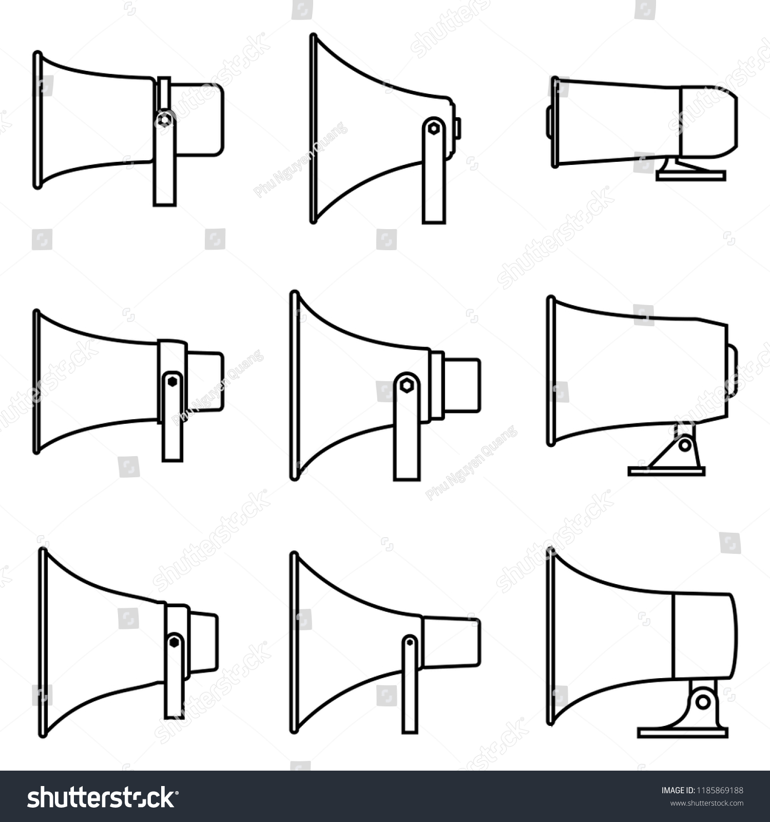 Round Horn Speaker Icon Set Thin Stock Vector (Royalty Free) 1185869188 ...