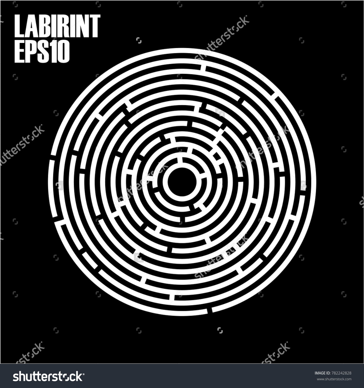 Round Labyrinth On Black Background Stock Vector (Royalty Free ...