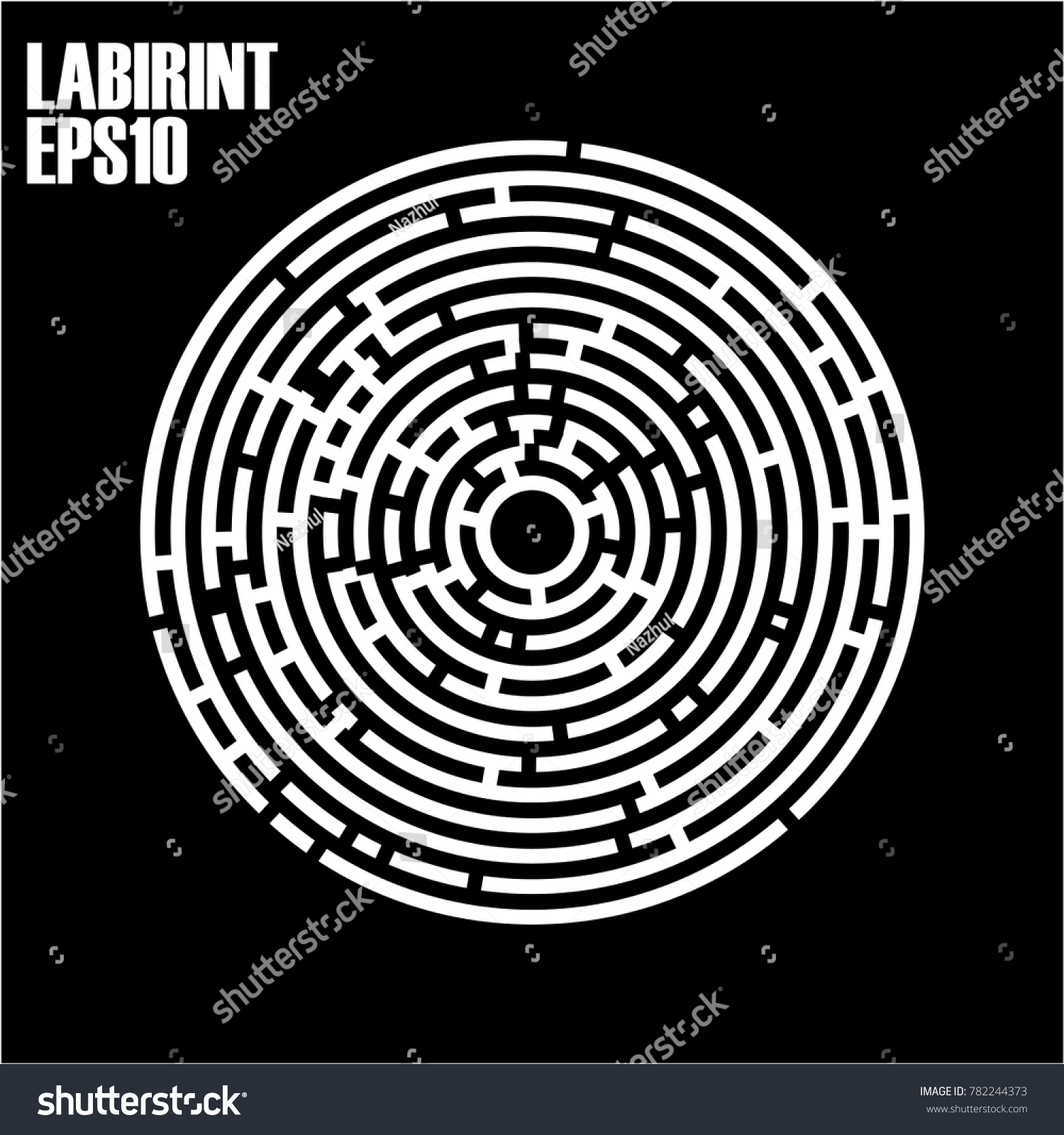 Round Labyrinth On Black Background Stock Vector (Royalty Free ...