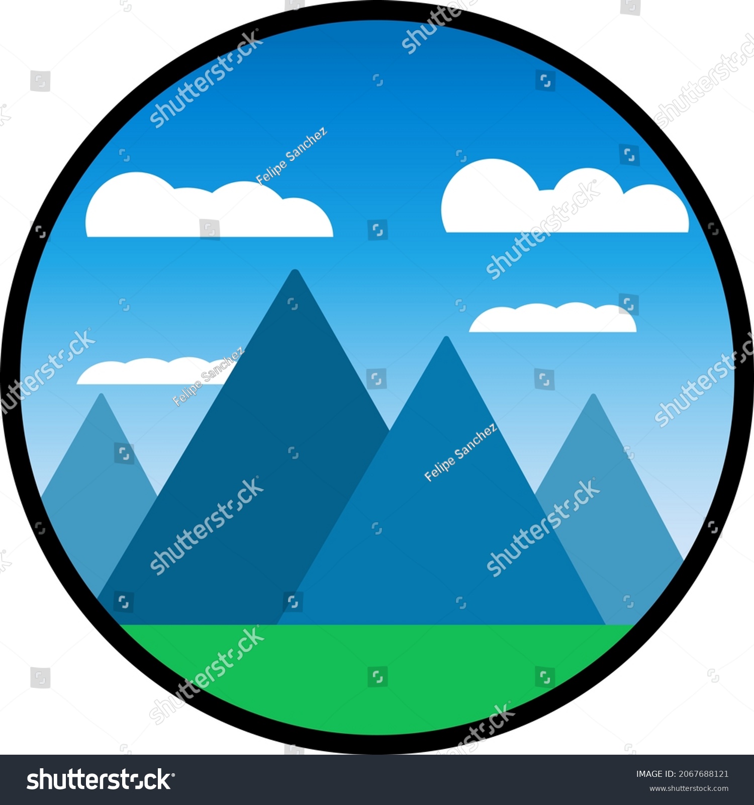 Round Logo Design Element Mountains Vector Stock Vector (Royalty Free ...