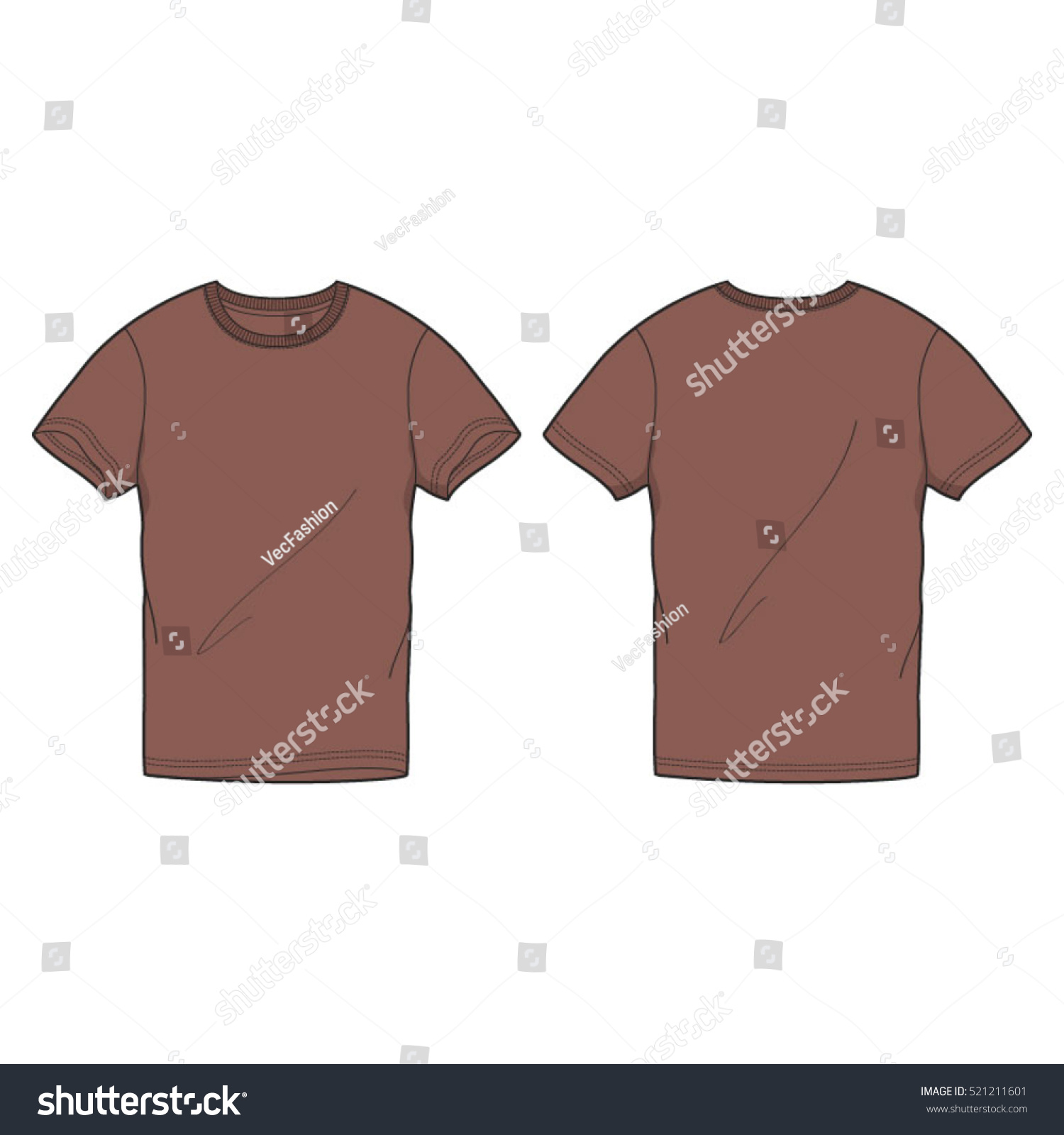 Round Neck Tee Shirt Template Stock Vector (Royalty Free) 521211601 ...