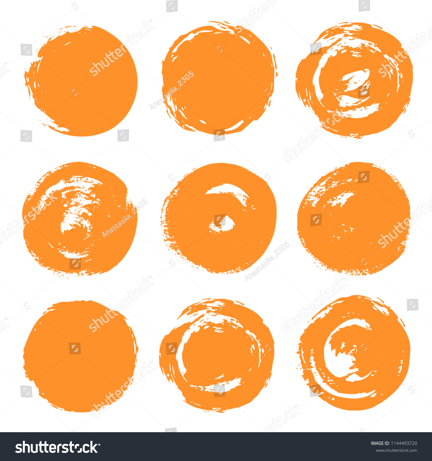 Round Paint Brush Stroke Vector Set Stock Vector (Royalty Free ...