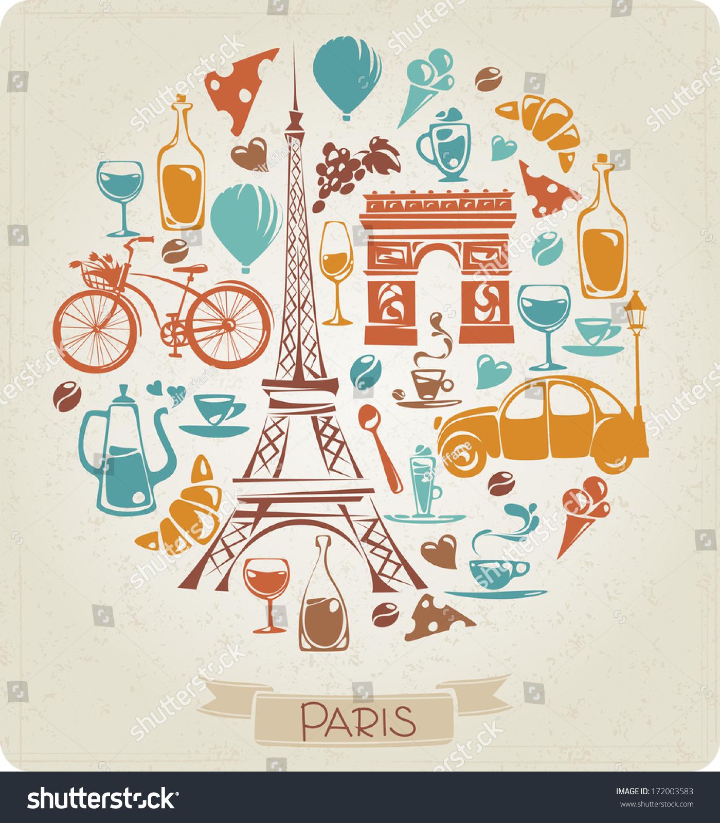 Round Pattern In Paris Or French Theme Stock Vector Illustration ...