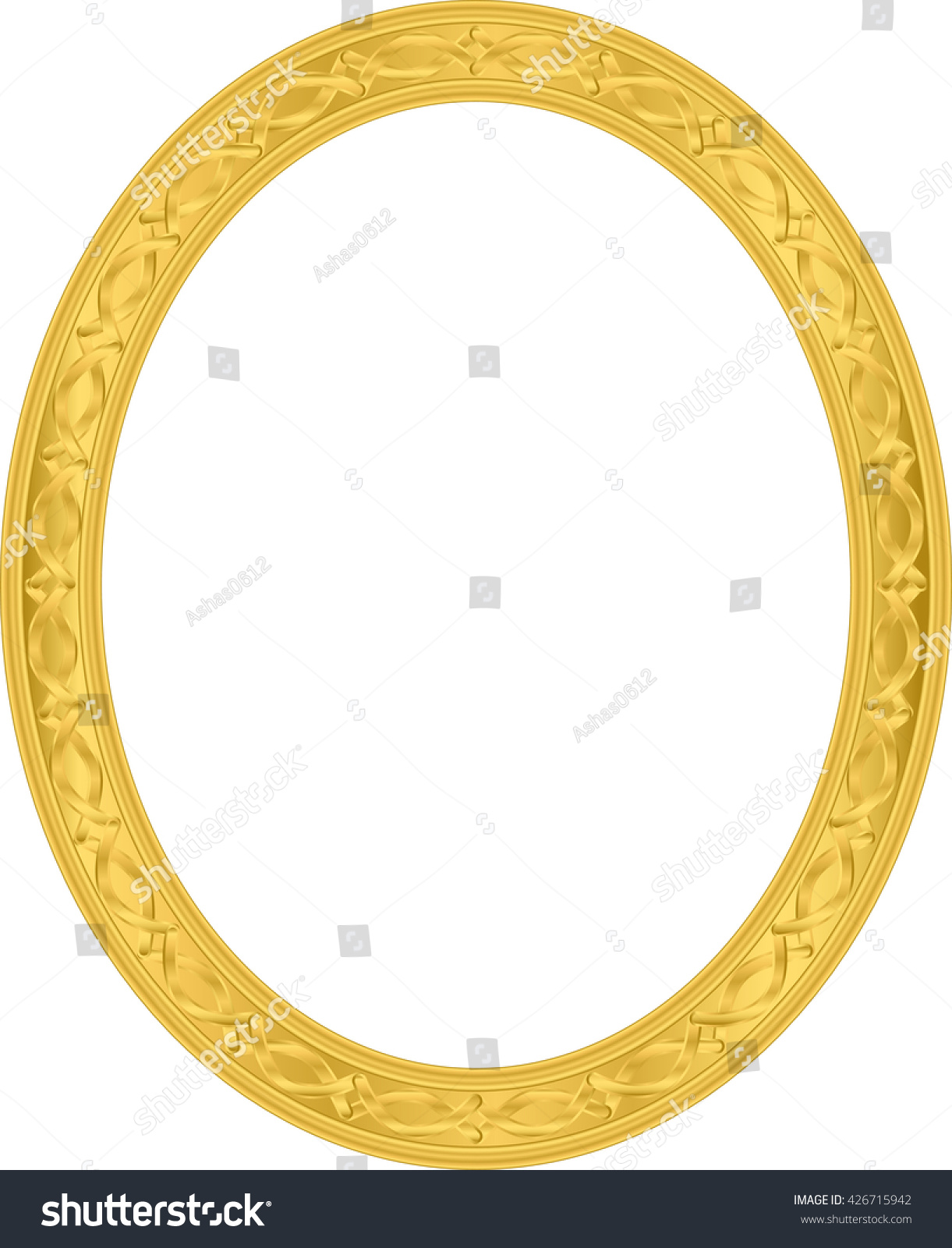 Round Photo Frame Metal Gold Interi Stock Vector (Royalty Free ...