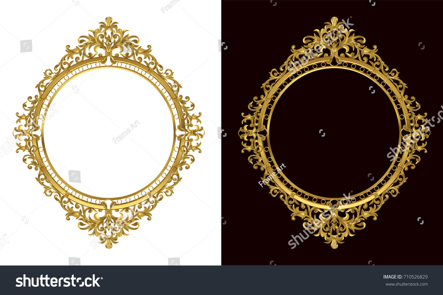 Round Photo Frame Metal Gold Interior Stock Vector (Royalty Free ...