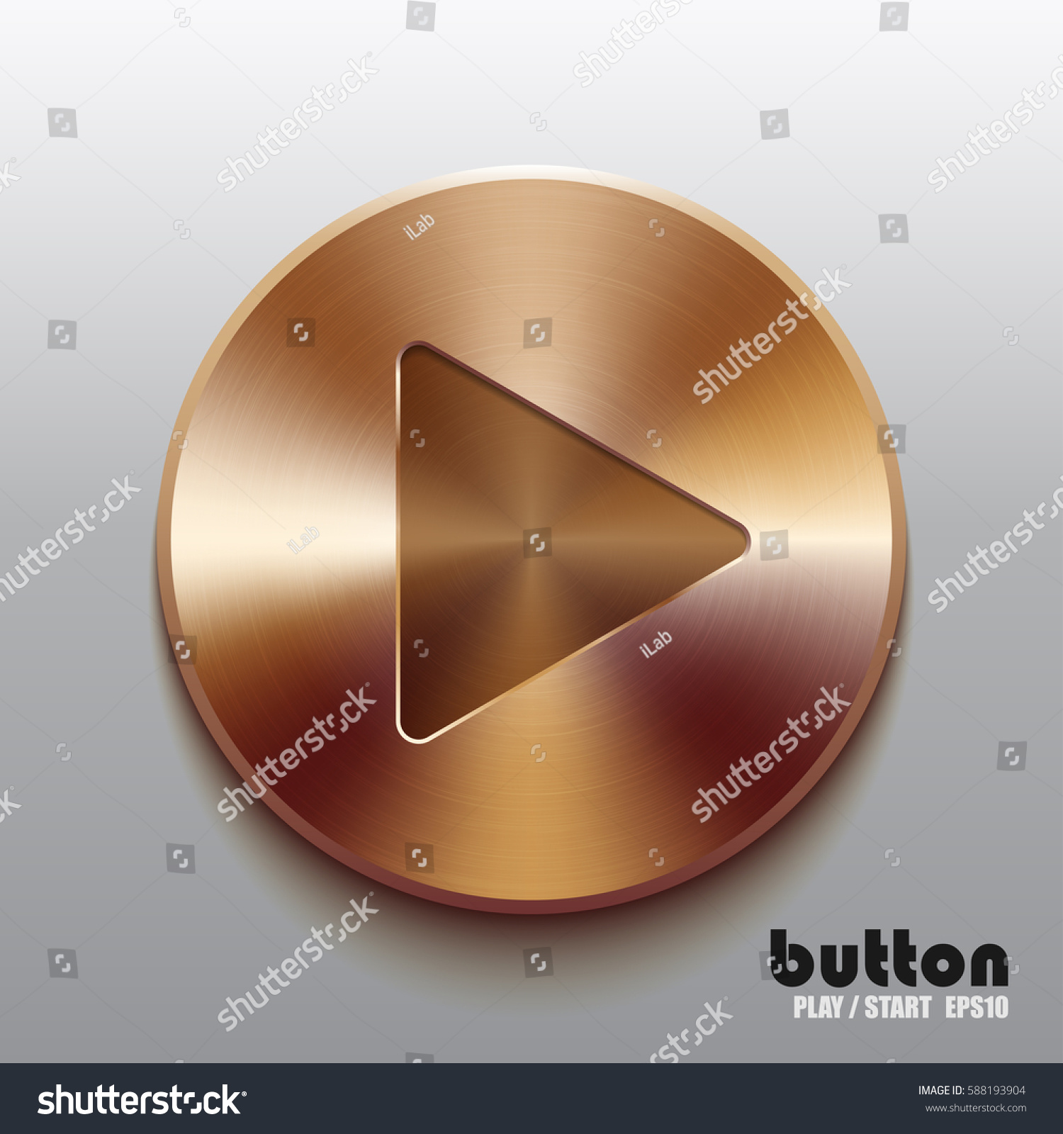 Round Play Button Brushed Bronze Texture Stock Vector (Royalty Free ...
